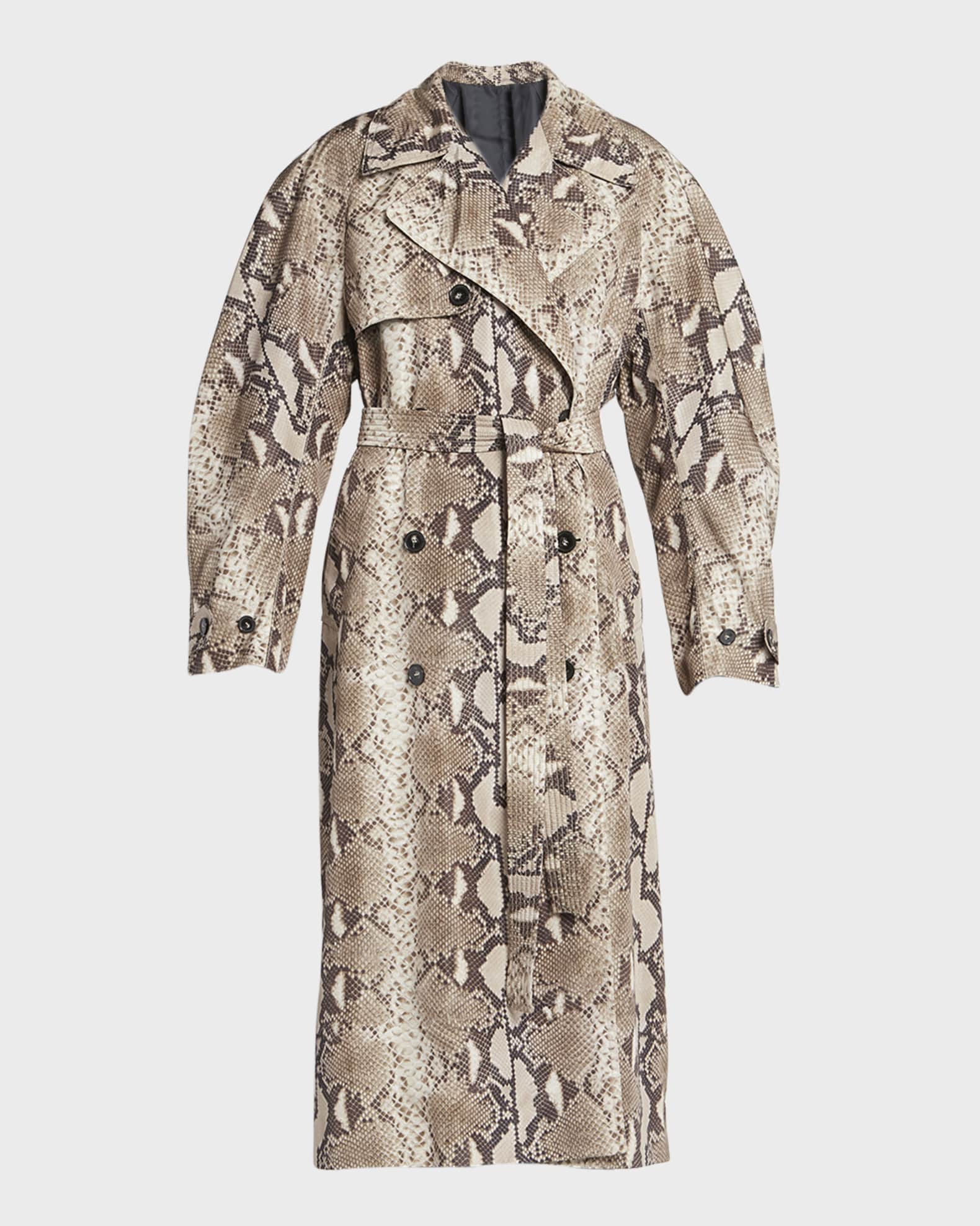 Stella McCartney Python-Print Double-Breasted Belted Trench Coat ...