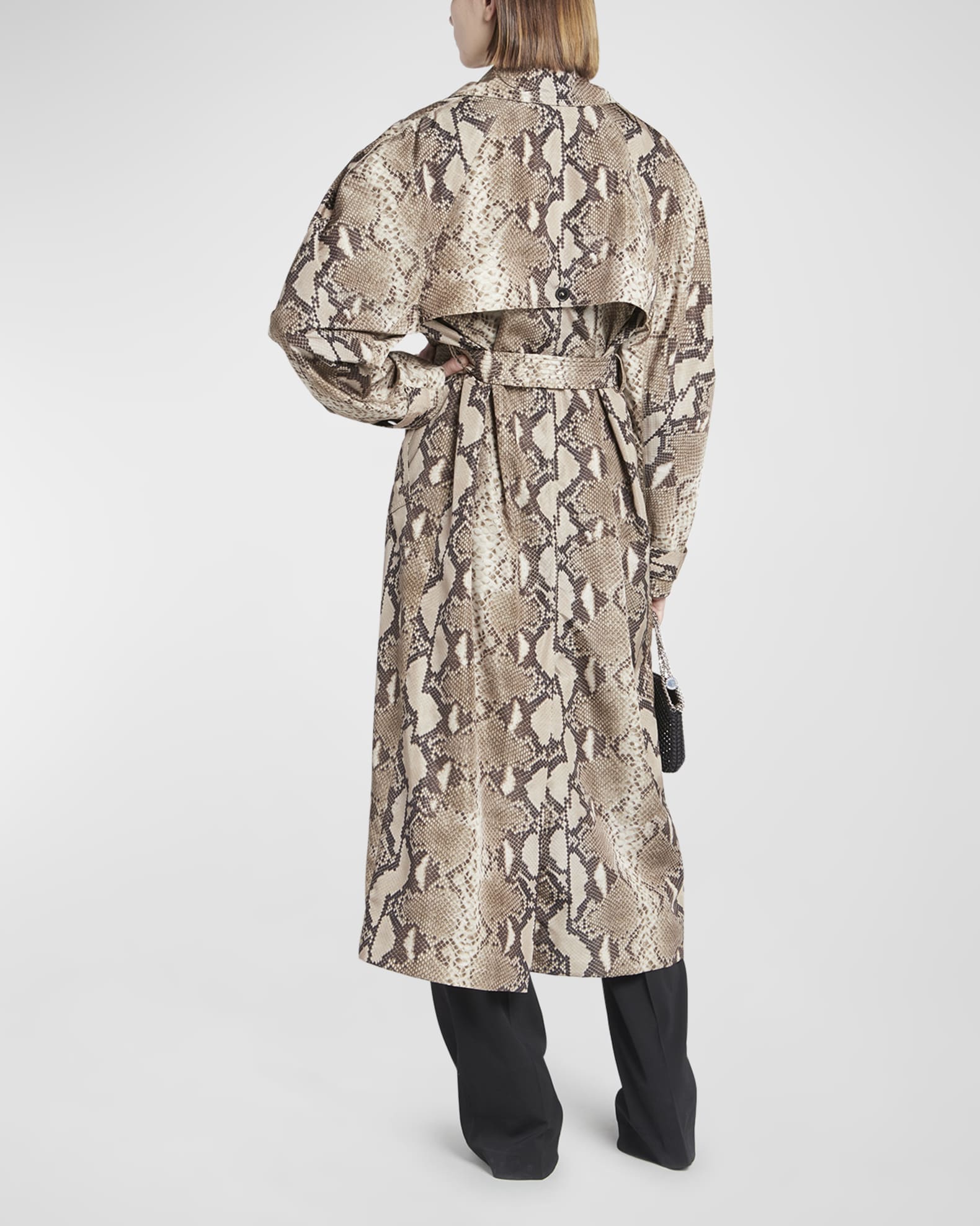 Stella McCartney Python-Print Double-Breasted Belted Trench Coat ...