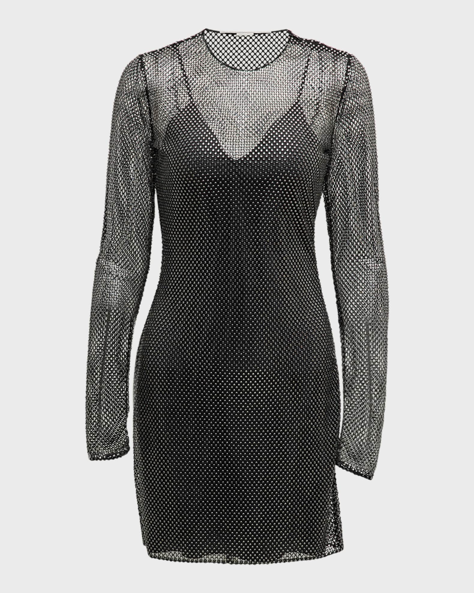 Stella McCartney Strass Embellished Net Mini Dress | Neiman Marcus