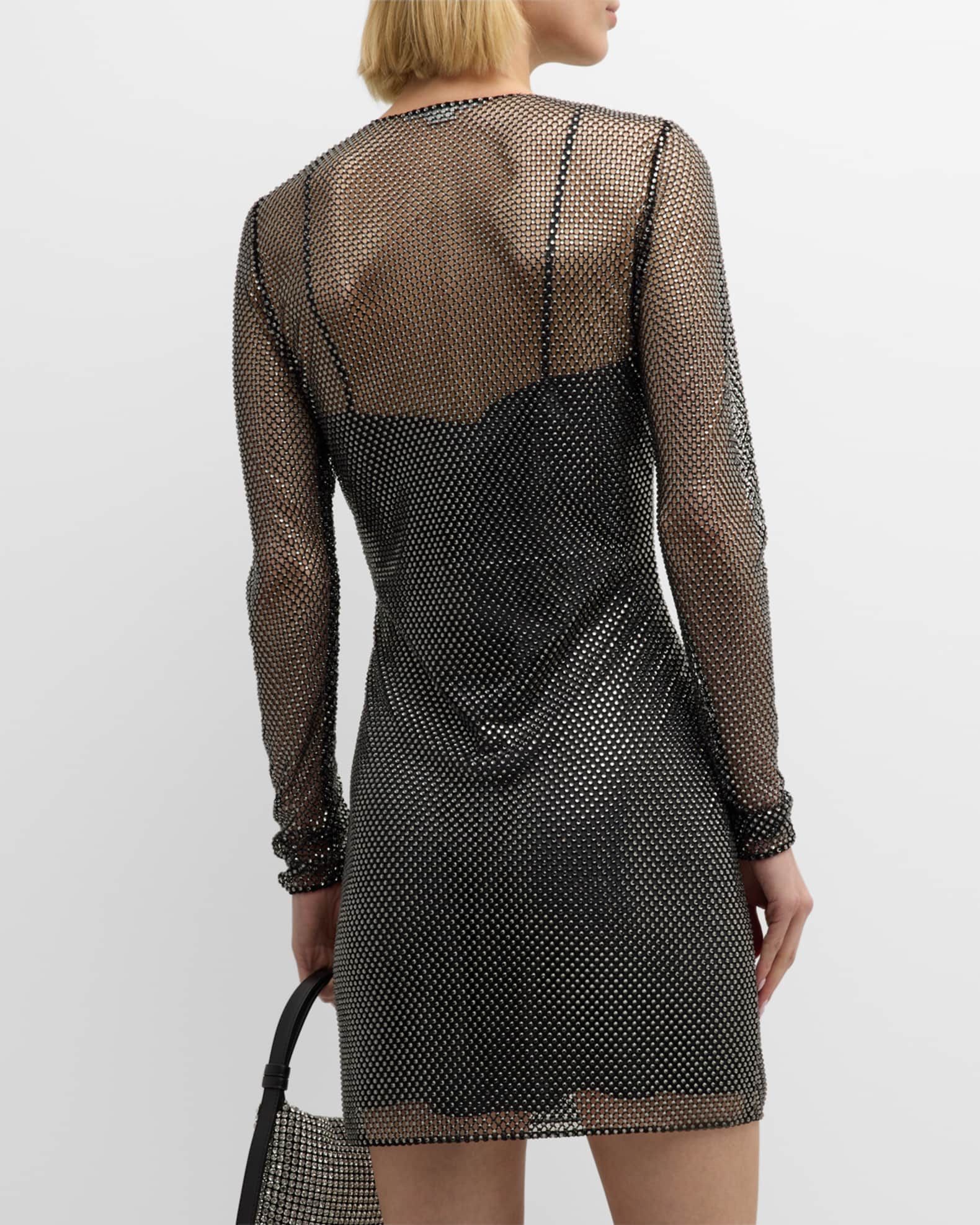 Stella McCartney Strass Embellished Net Mini Dress | Neiman Marcus