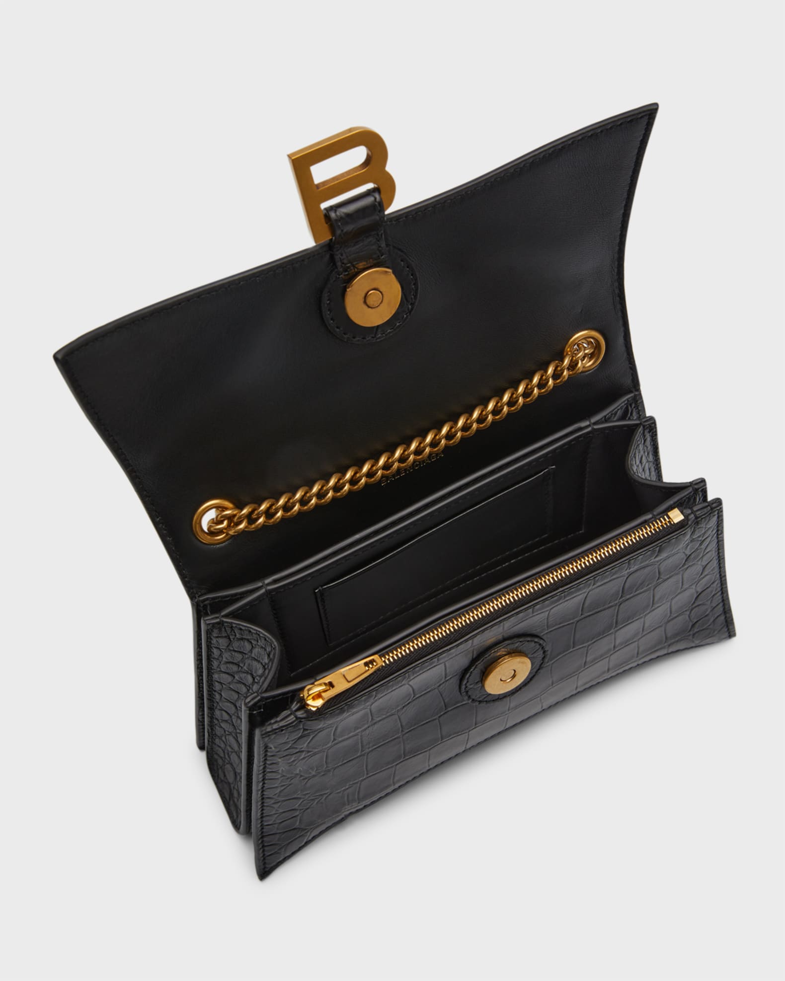 Balenciaga Crush XS Croc-Embossed Chain Bag | Neiman Marcus