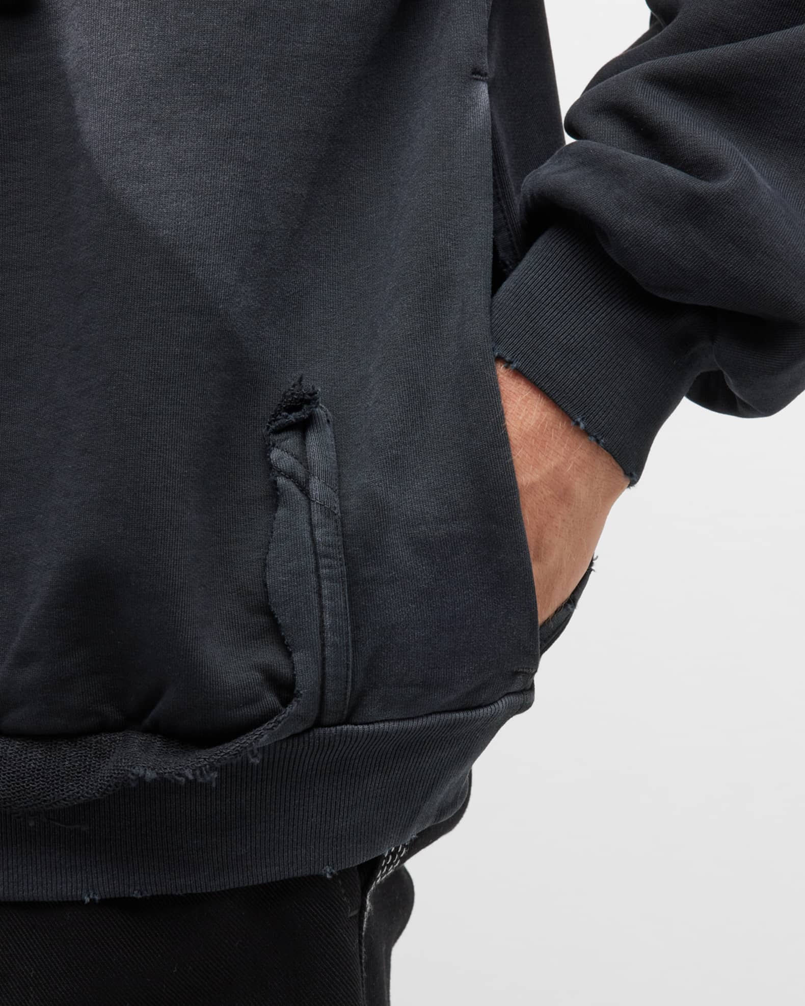 Balenciaga Men's Tape Type Ripped Pocket Hoodie Oversized | Neiman Marcus