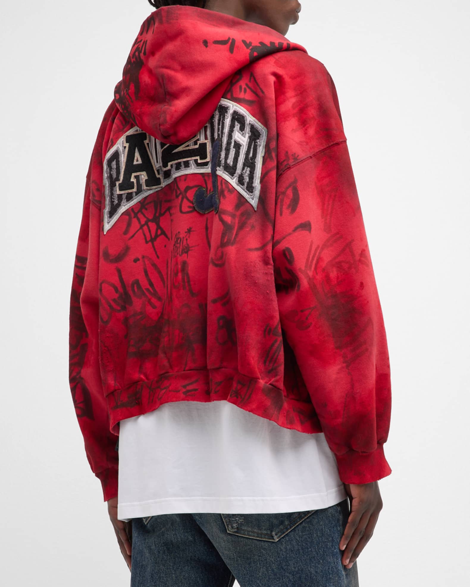 Balenciaga Men's Skater Zip Up Hoodie Medium Fit | Neiman Marcus