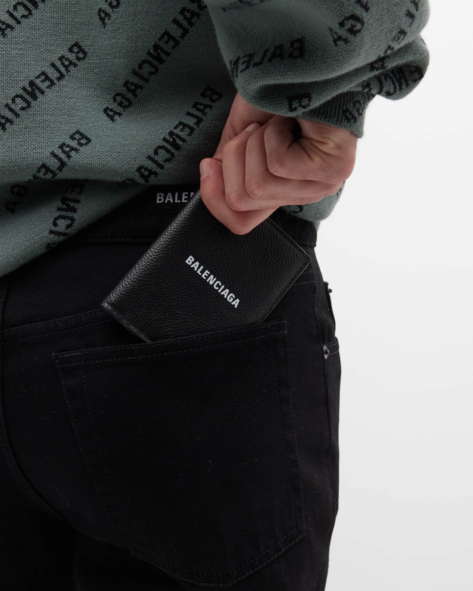 Balenciaga Men's Leather Vertical Bifold Wallet | Neiman Marcus