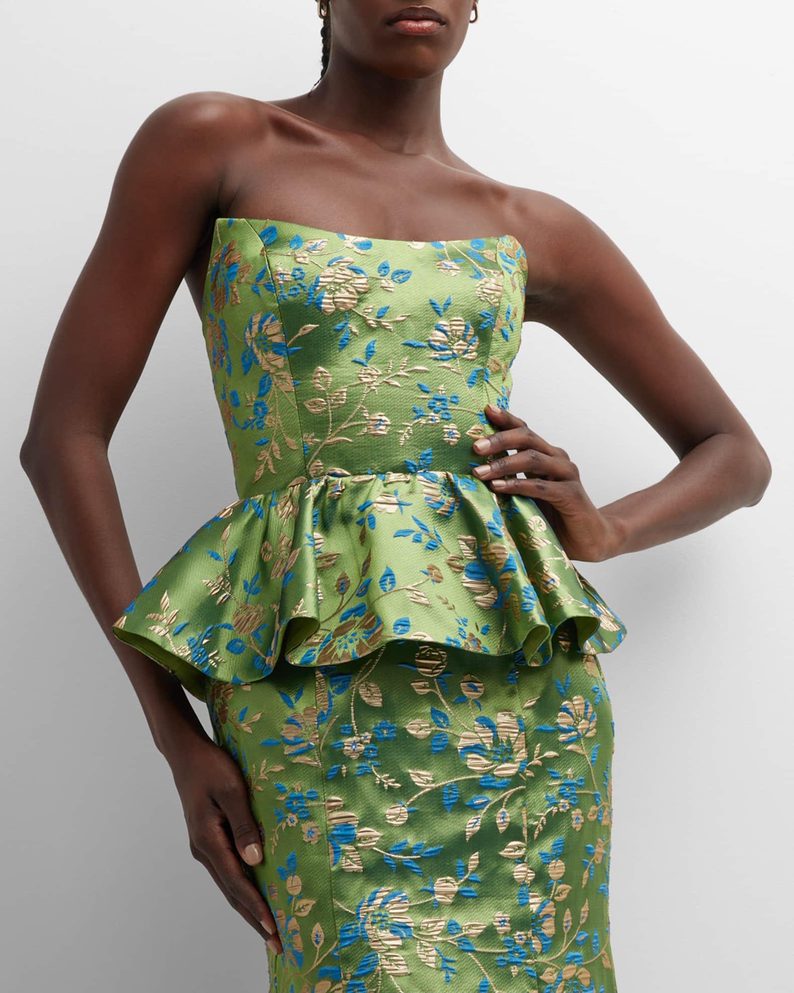 Marchesa Notte Briar Rose Strapless Floral Jacquard Gown | Neiman Marcus