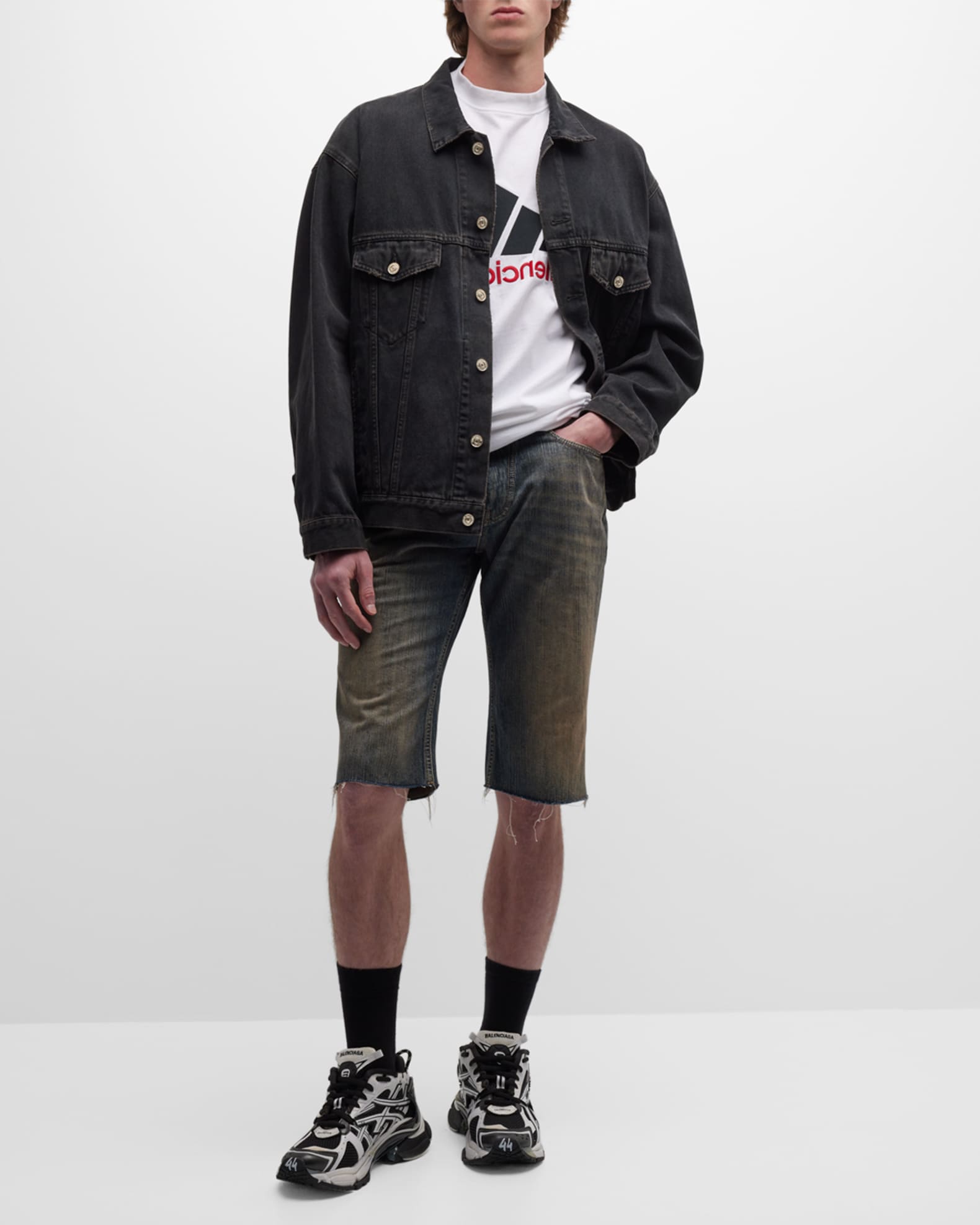 Balenciaga Men's BB Sprayed Large Fit Jacket | Neiman Marcus