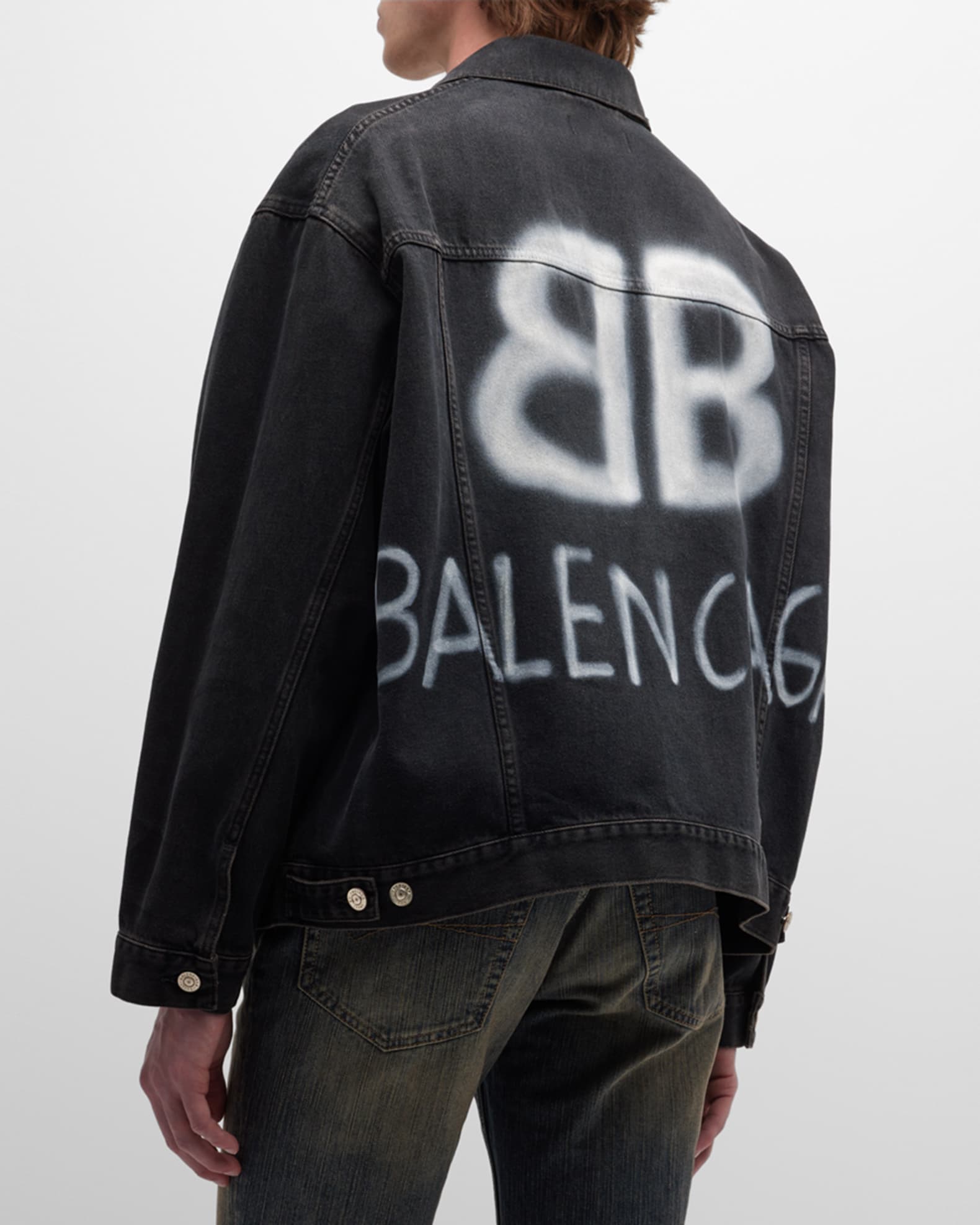 Balenciaga Men's BB Sprayed Large Fit Jacket | Neiman Marcus