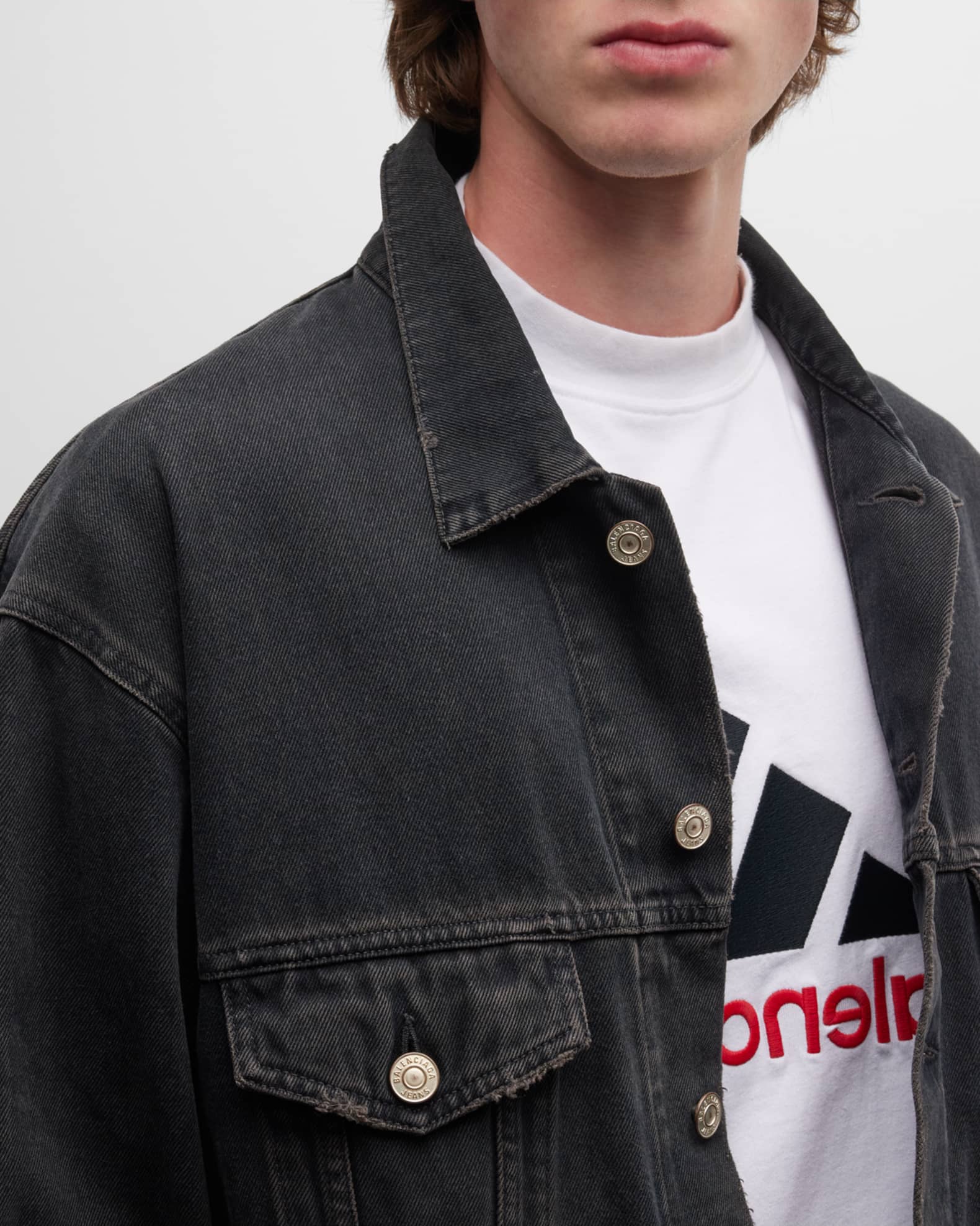 Balenciaga Men's BB Sprayed Large Fit Jacket | Neiman Marcus