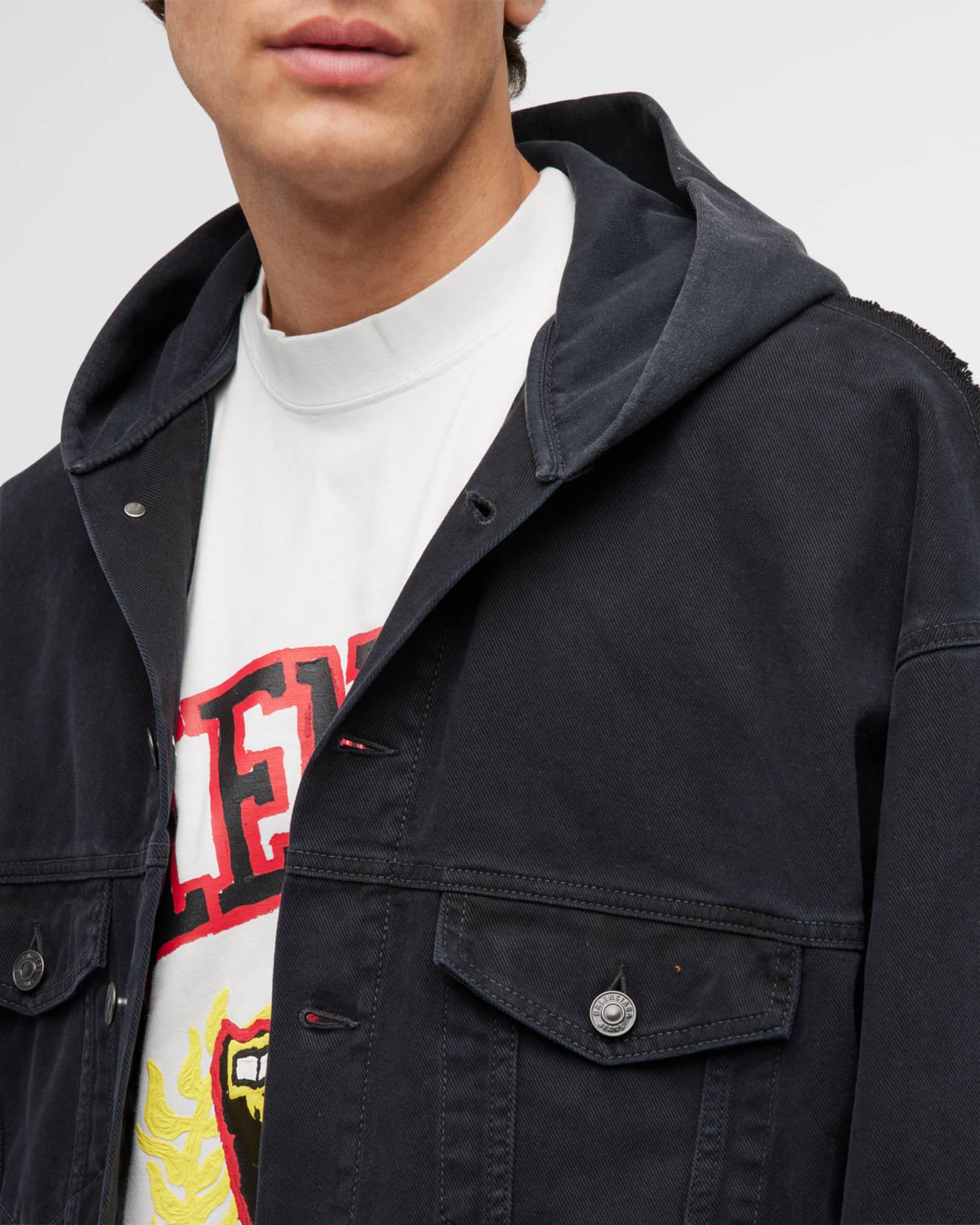 Balenciaga Men's Balenciaga Paris Hybrid Hooded Jacket | Neiman Marcus