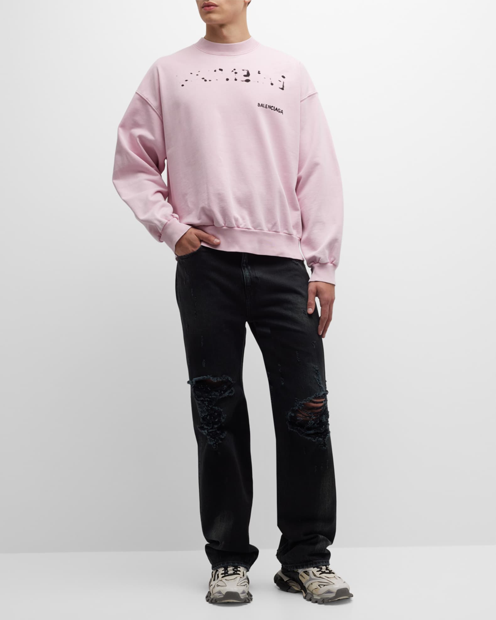 Balenciaga Men's Medium Fit Ripped Pants | Neiman Marcus