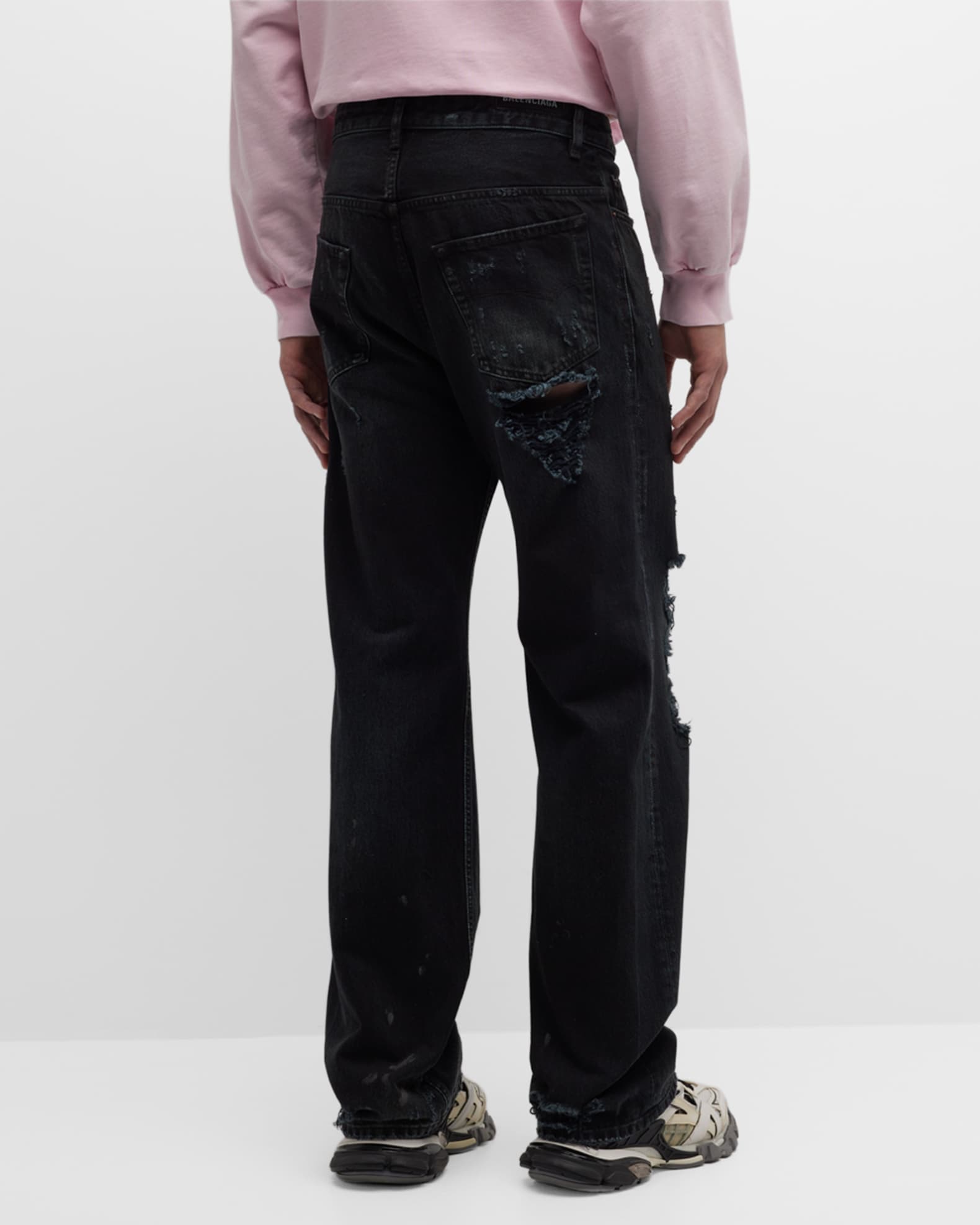 Balenciaga Men's Medium Fit Ripped Pants | Neiman Marcus