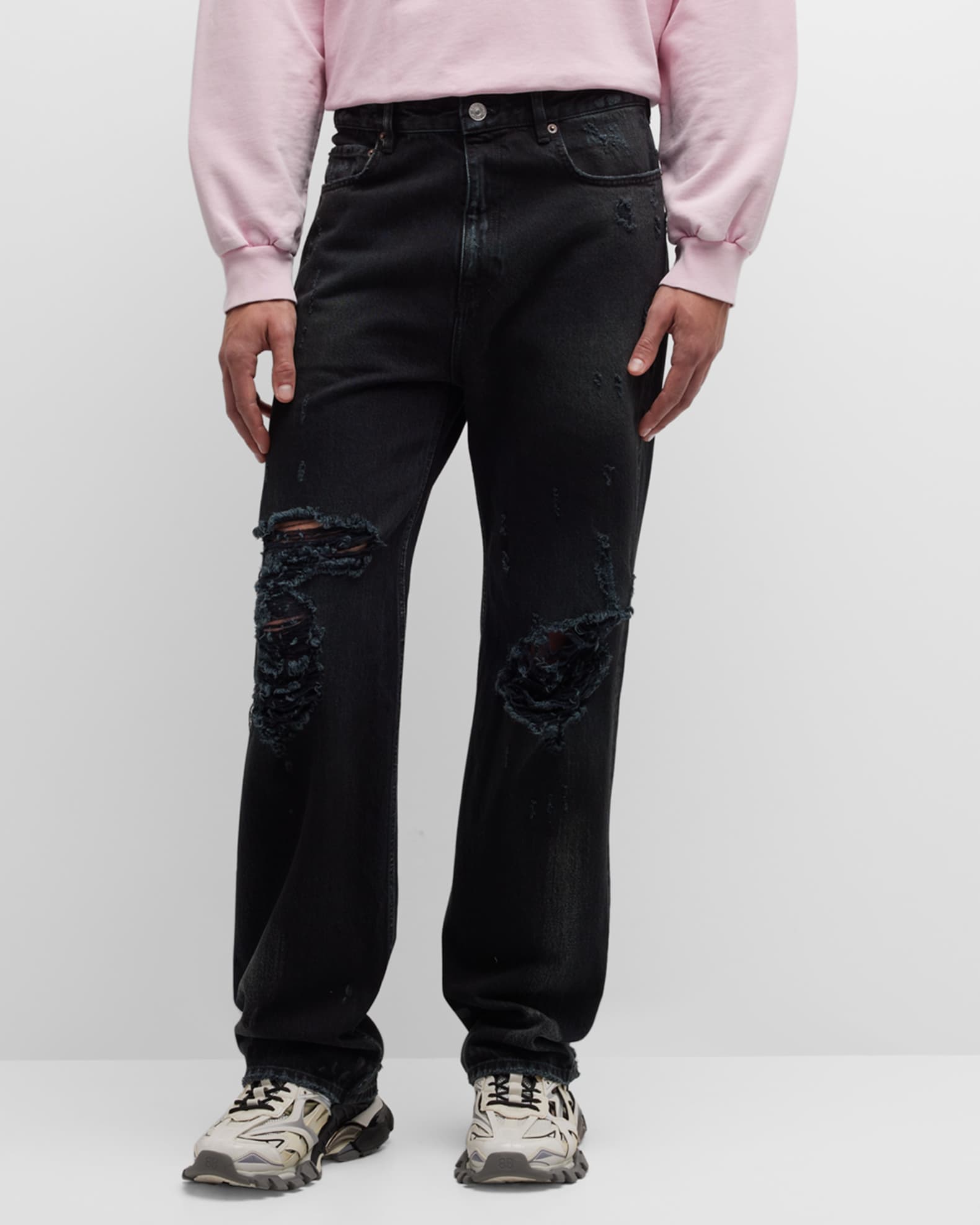 Balenciaga Men's Medium Fit Ripped Pants | Neiman Marcus