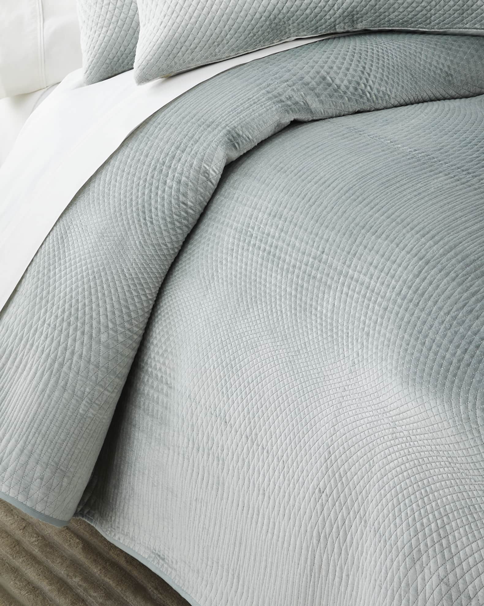 Callisto Home Rivena Quilted Velvet Coverlet, Queen | Neiman Marcus