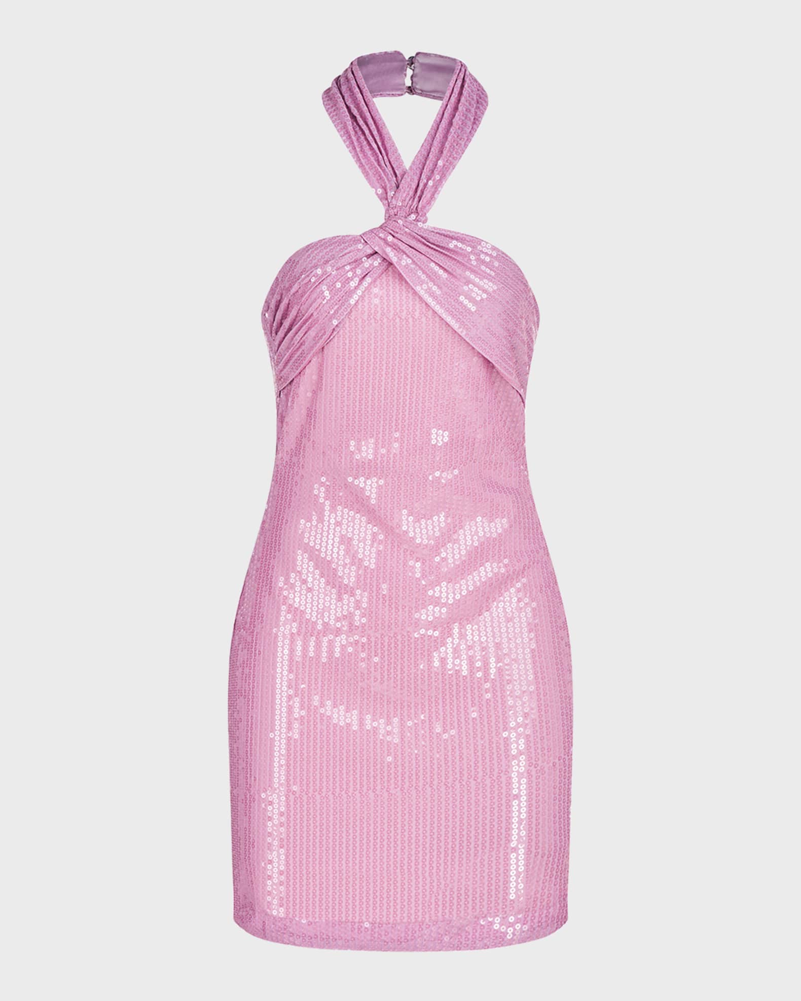 Halston Serena Stretch Sequin Halter Mini Dress | Neiman Marcus