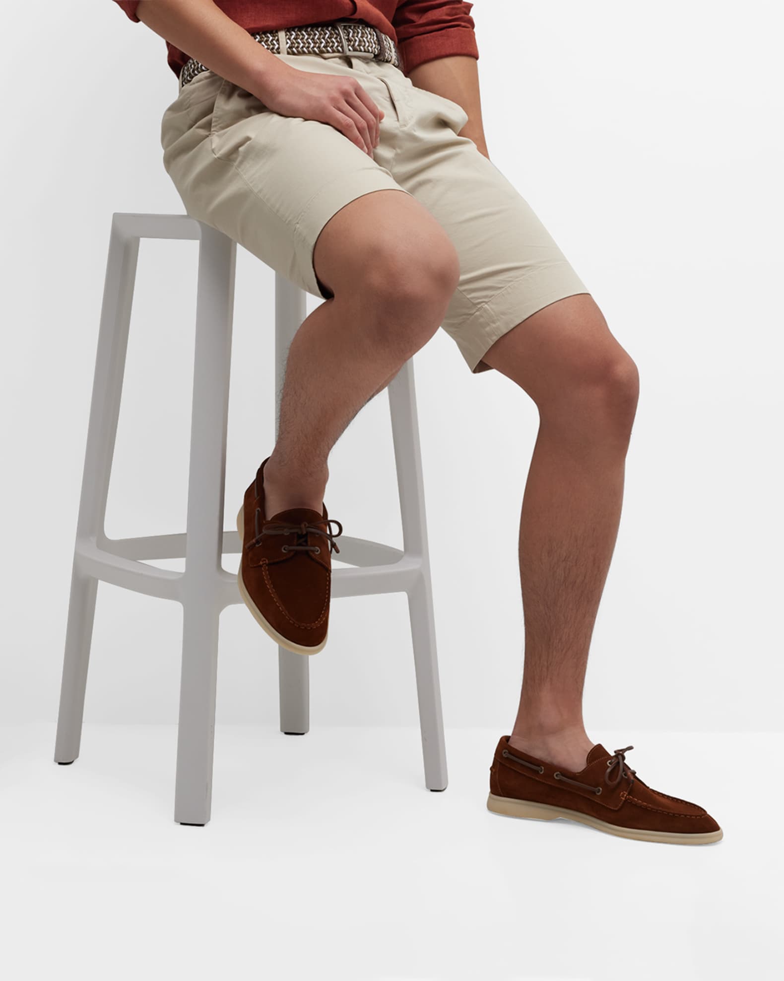 Loro Piana Men's Sea-Sail Walk Suede Boat Shoes | Neiman Marcus