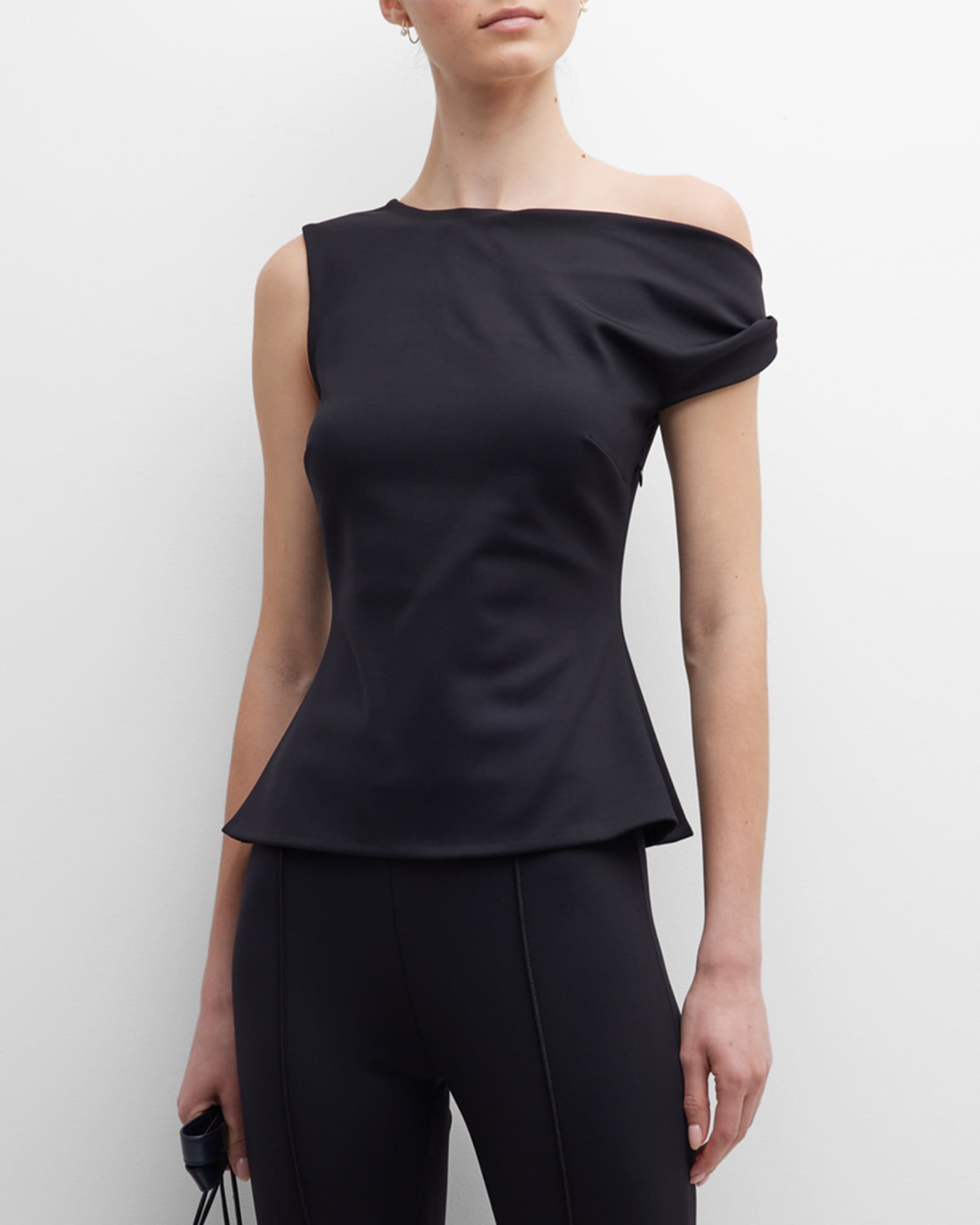 Rosetta Getty One-Shoulder Twisted Scuba Top | Neiman Marcus