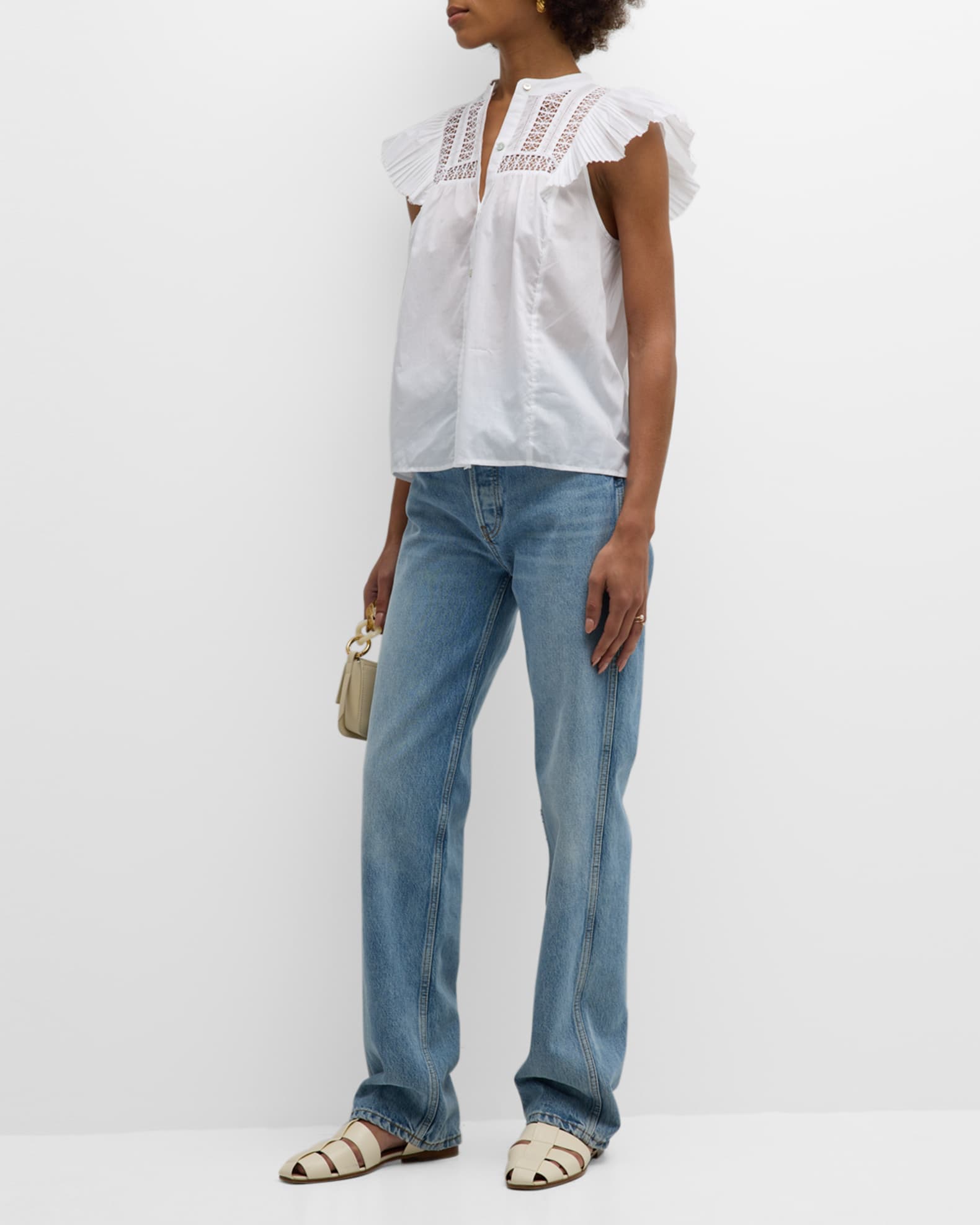 Rails Louella Embroidered Button-Front Blouse | Neiman Marcus