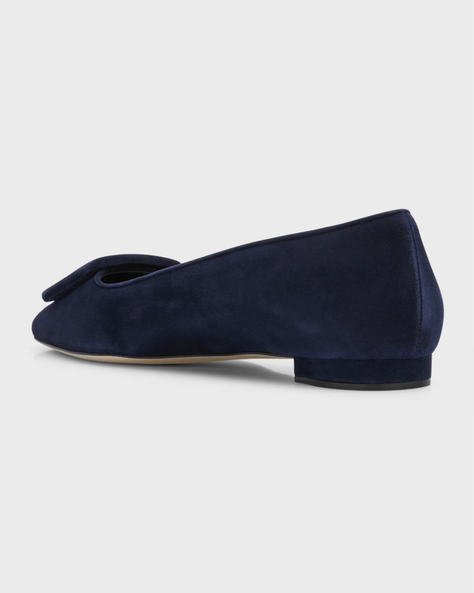Manolo Blahnik Maysale Suede Buckle Ballerina Flats | Neiman Marcus