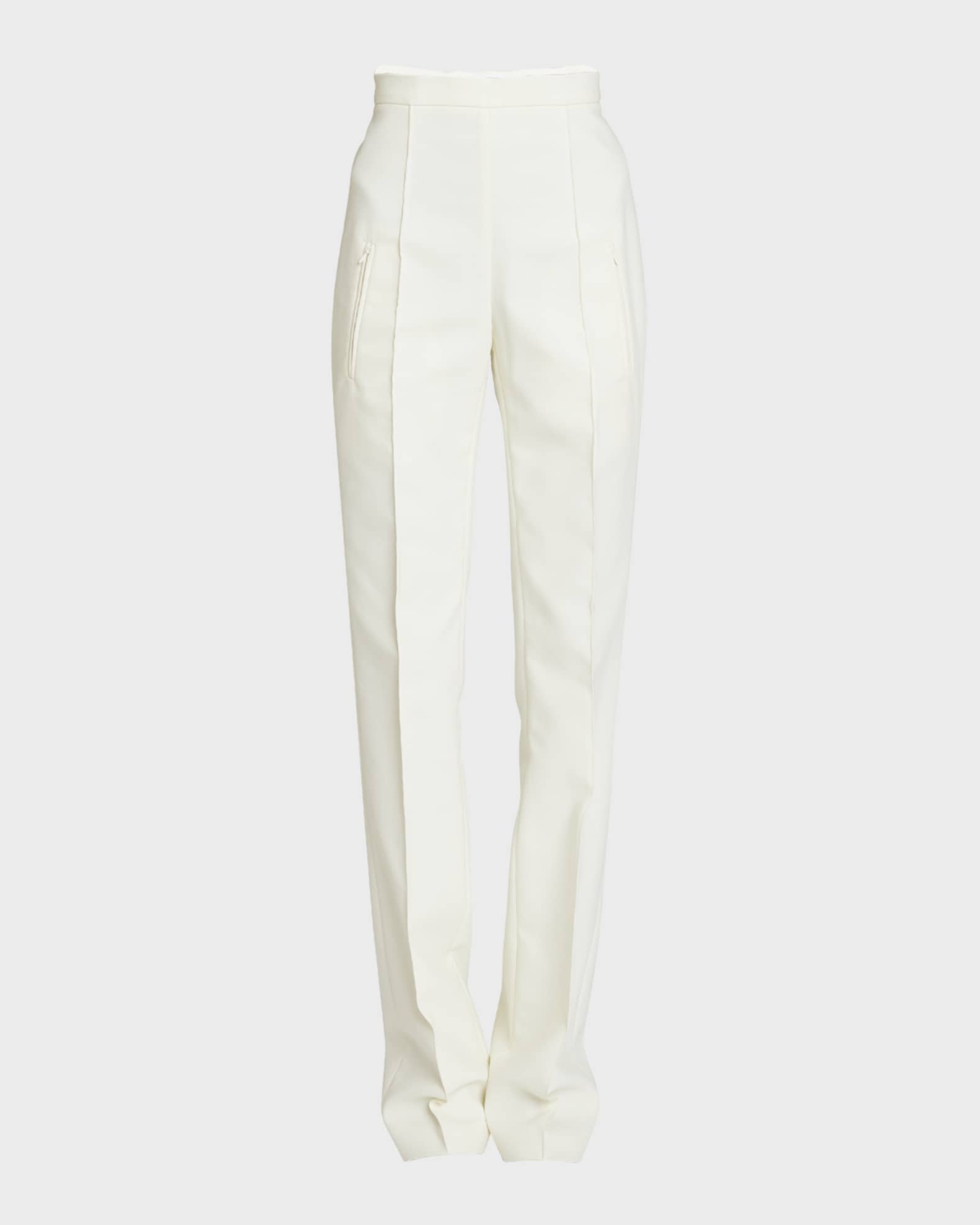 Andrew Gn Pintuck Straight-Leg Crepe Pants | Neiman Marcus