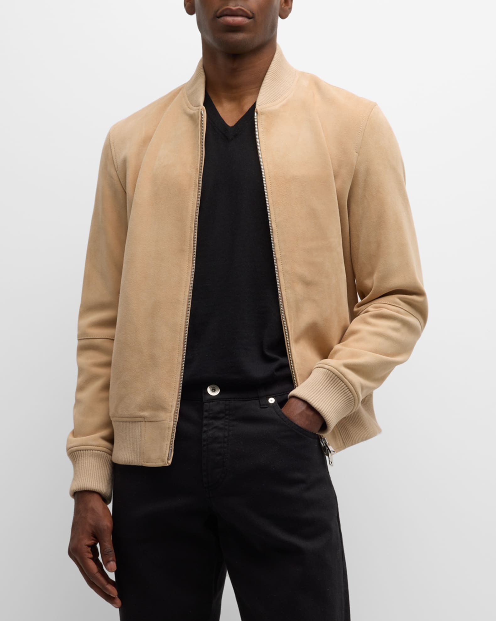 Neiman Marcus Men's Suede Bomber Jacket | Neiman Marcus