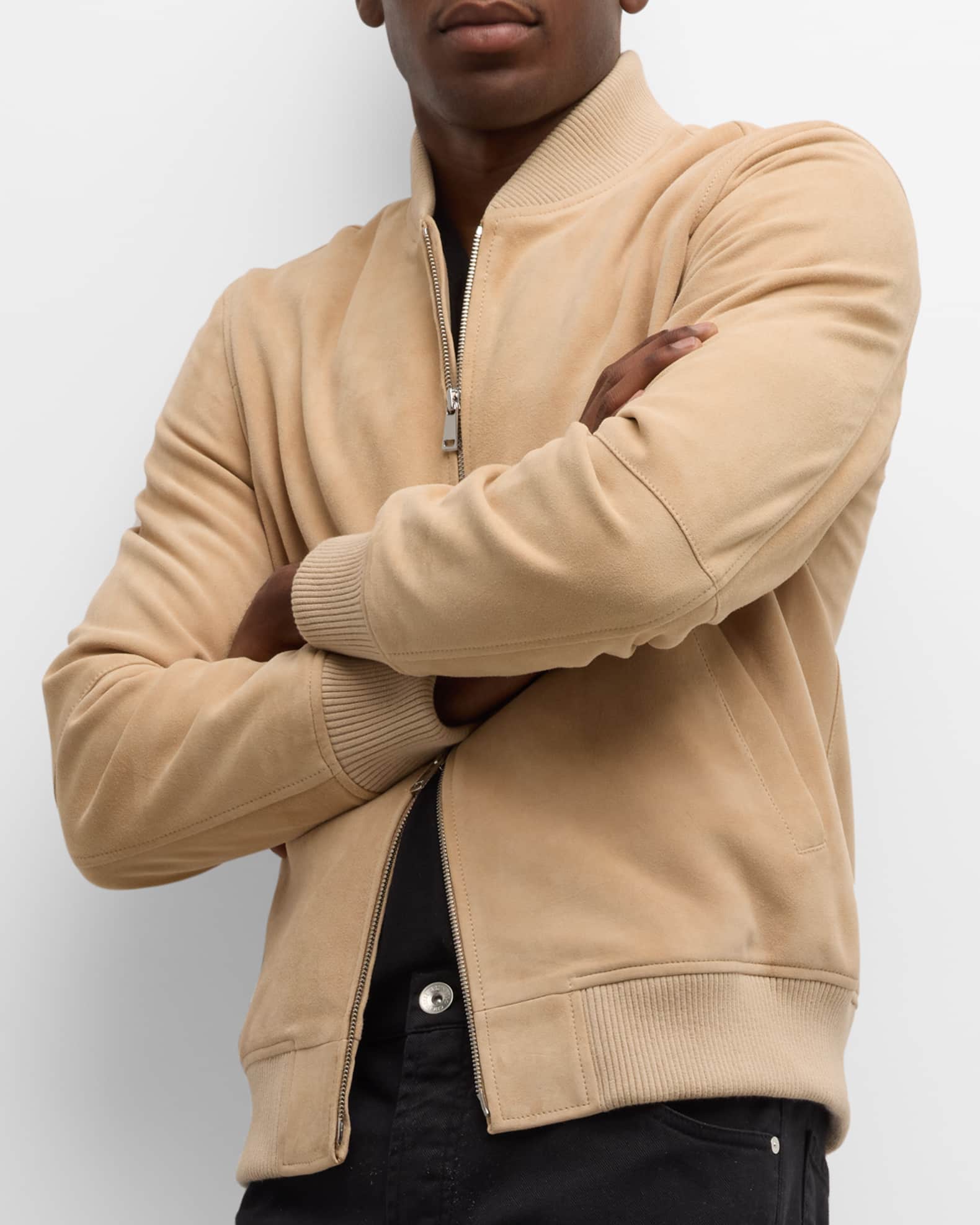 Neiman Marcus Men's Suede Bomber Jacket | Neiman Marcus