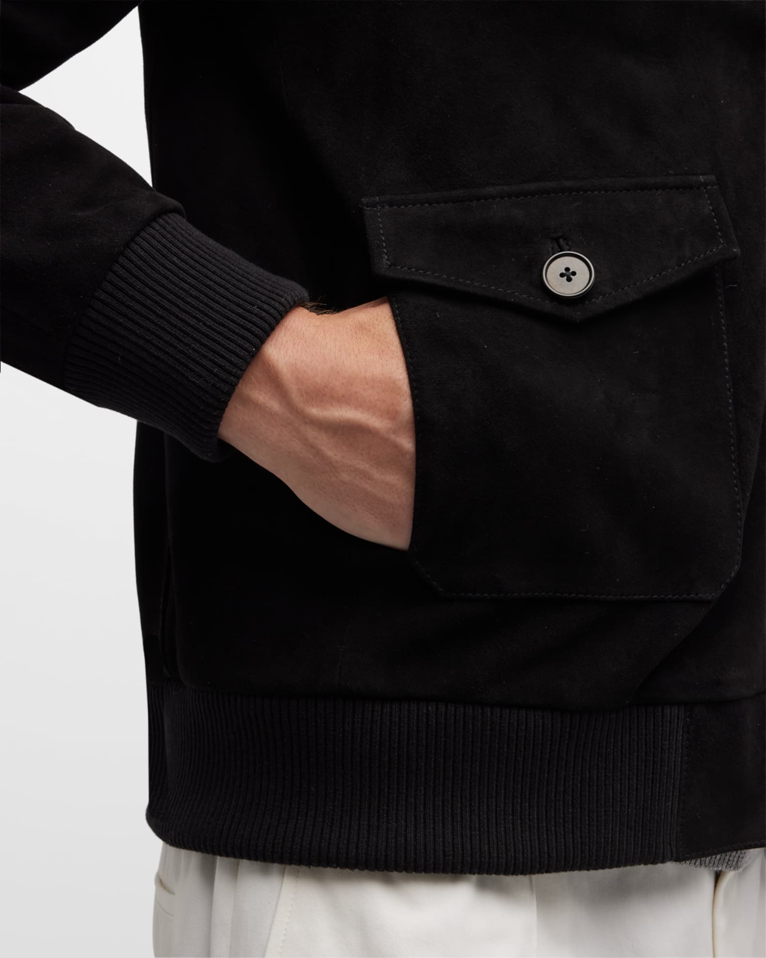 Neiman Marcus Men's Harrington Suede Bomber Jacket | Neiman Marcus