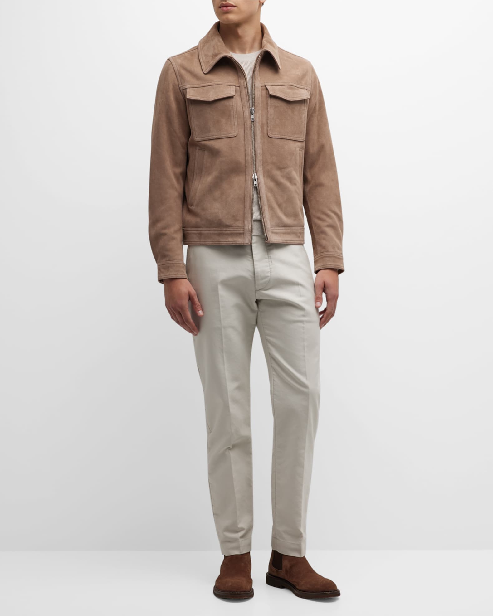 Neiman Marcus Men's Suede Trucker Jacket | Neiman Marcus