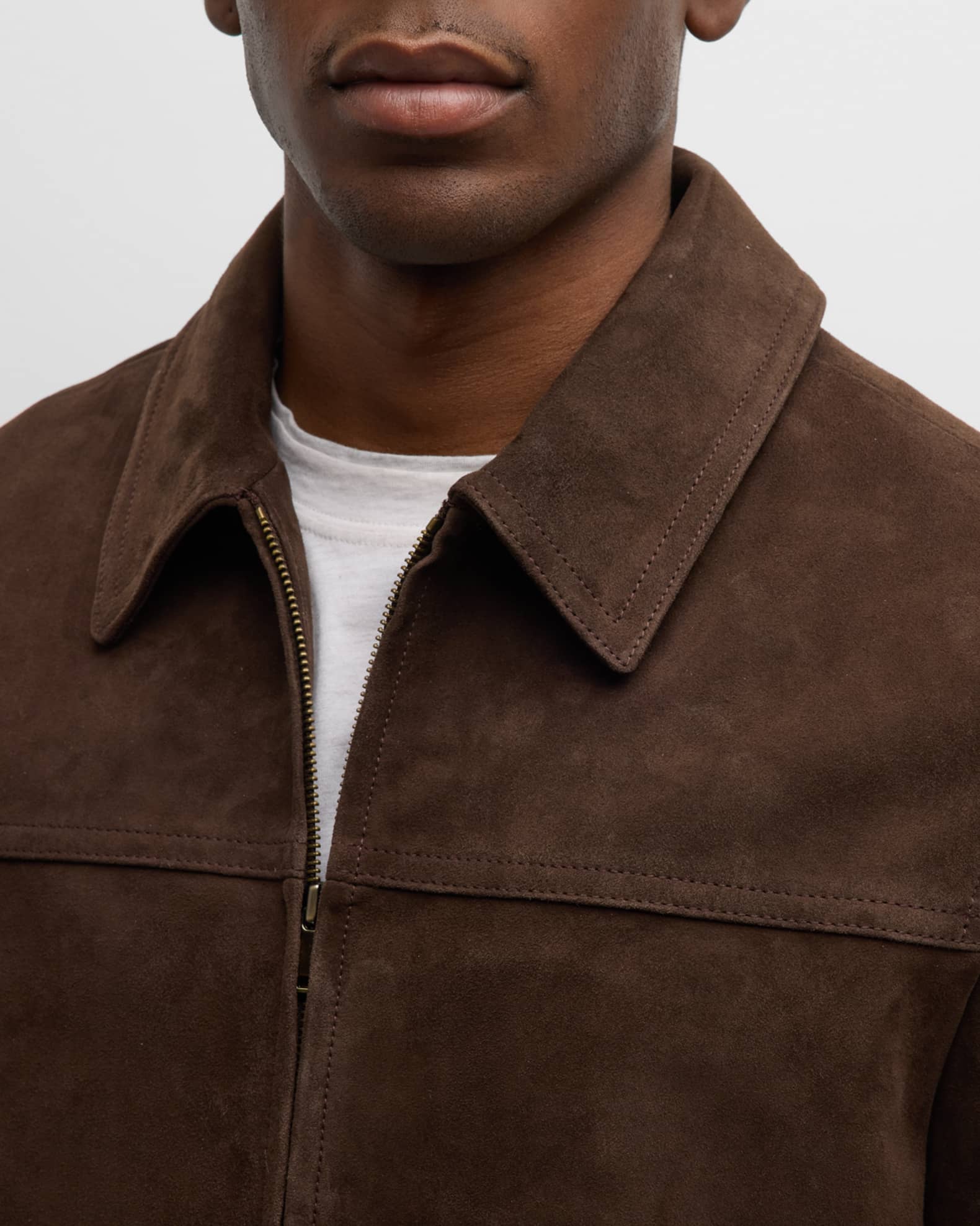 Neiman Marcus Men's Suede Full-Zip Jacket | Neiman Marcus