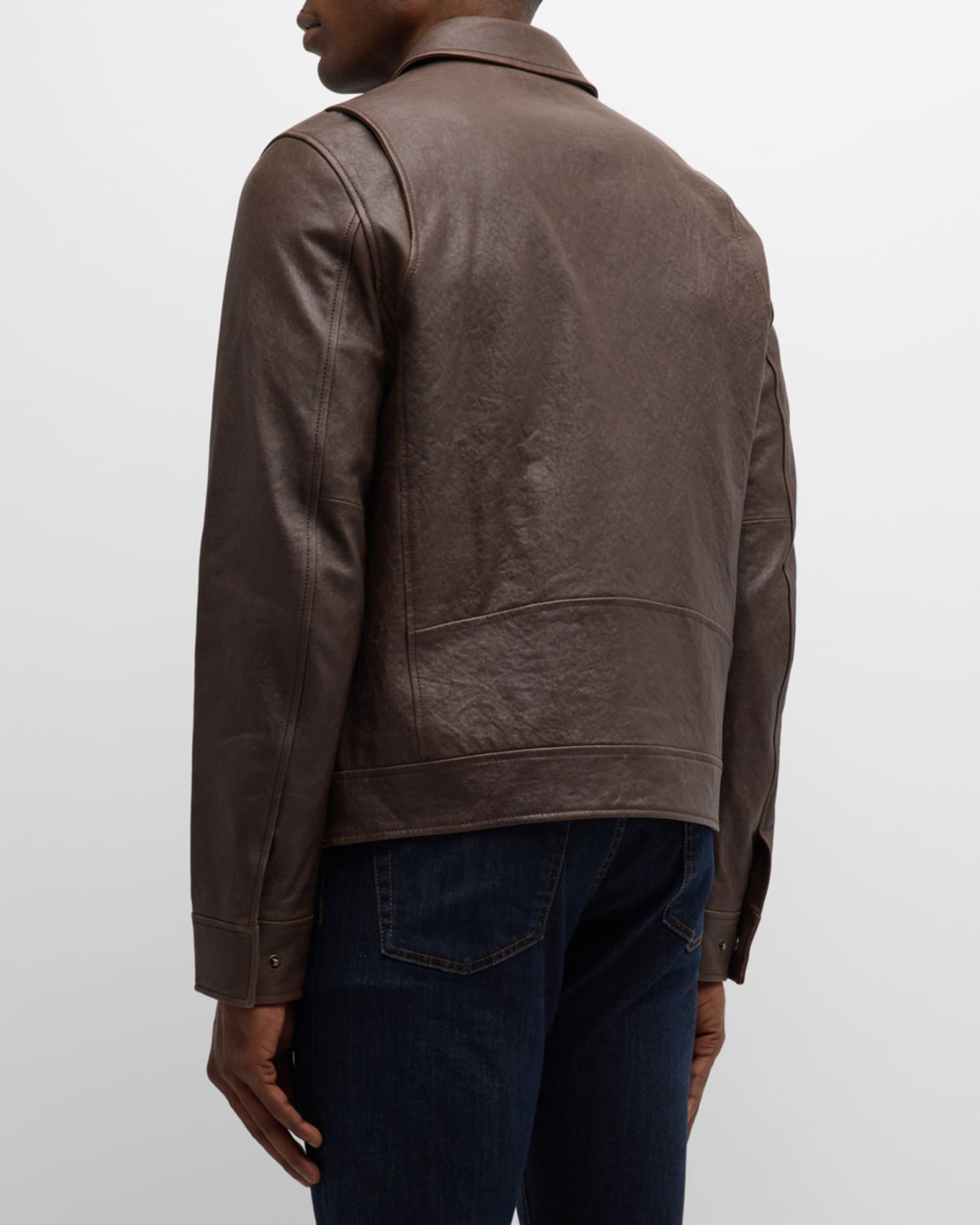 Neiman Marcus Men's Nappa Leather Bomber Jacket | Neiman Marcus