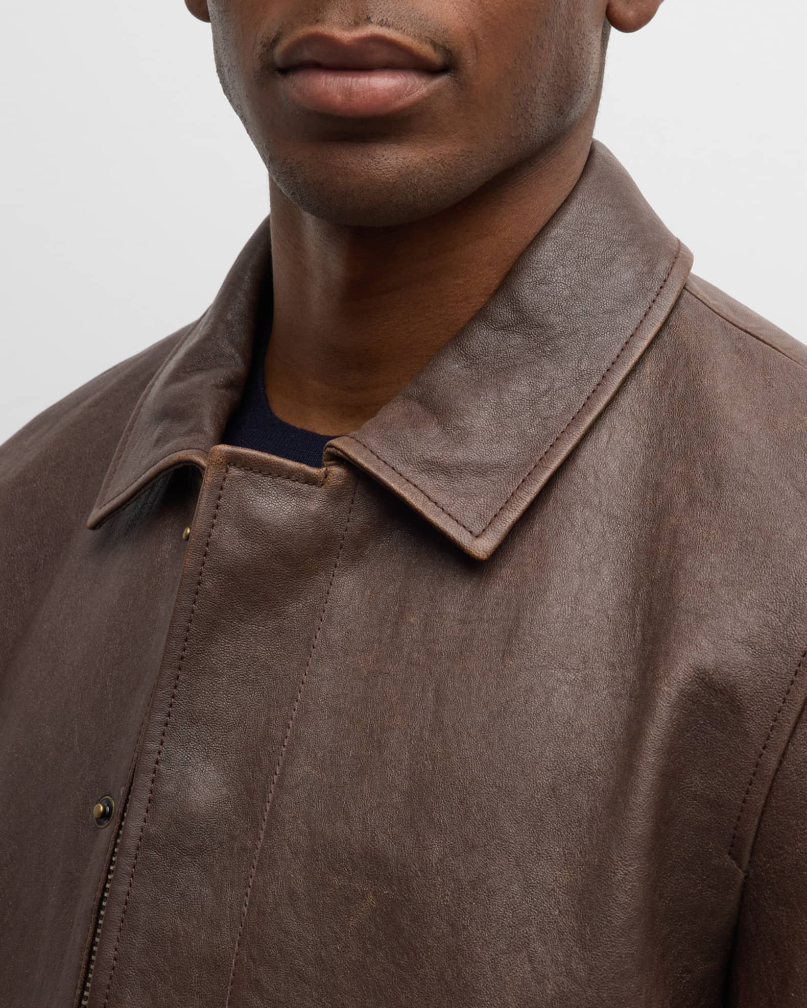 Neiman Marcus Men's Nappa Leather Bomber Jacket | Neiman Marcus