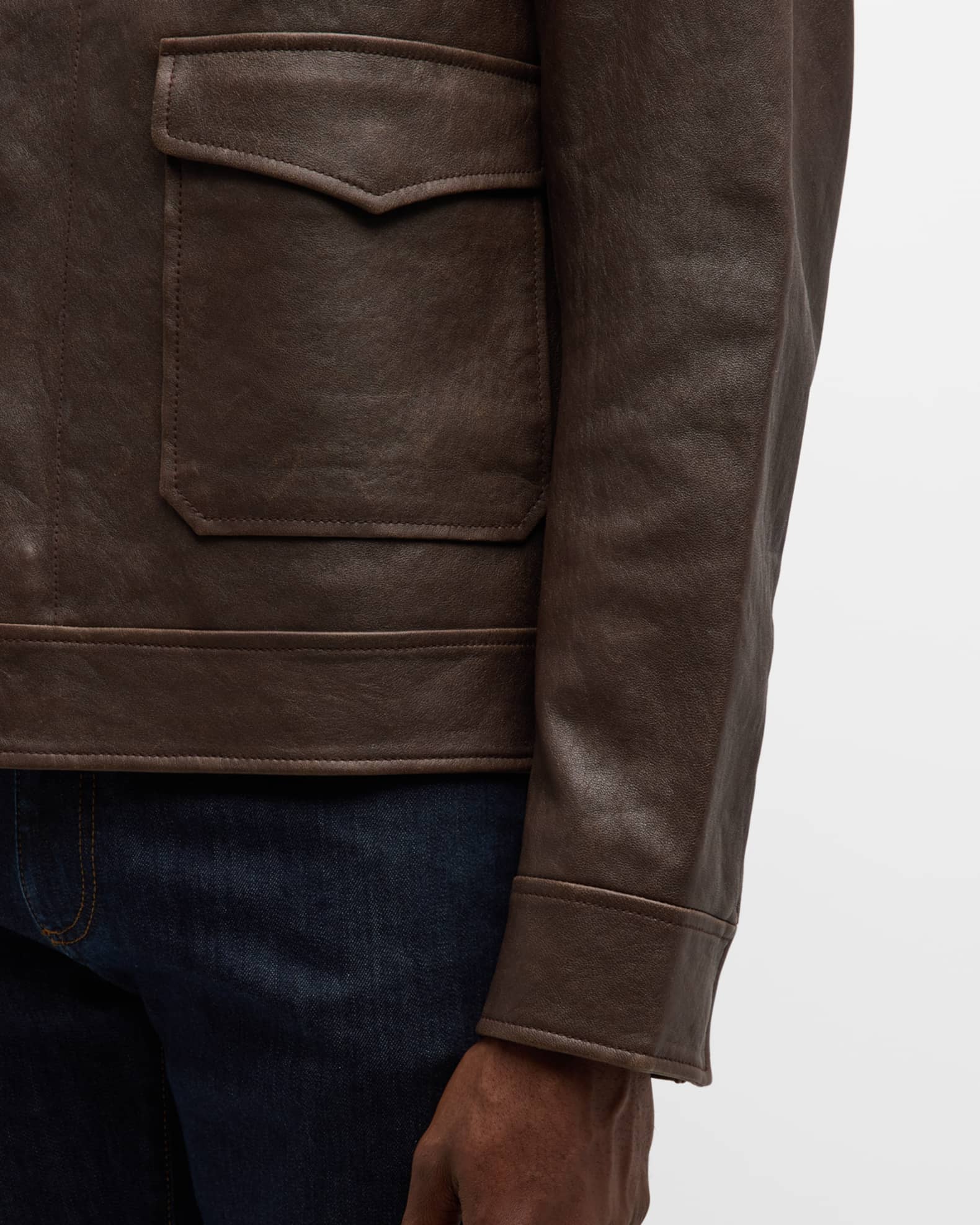 Neiman Marcus Men's Nappa Leather Bomber Jacket | Neiman Marcus