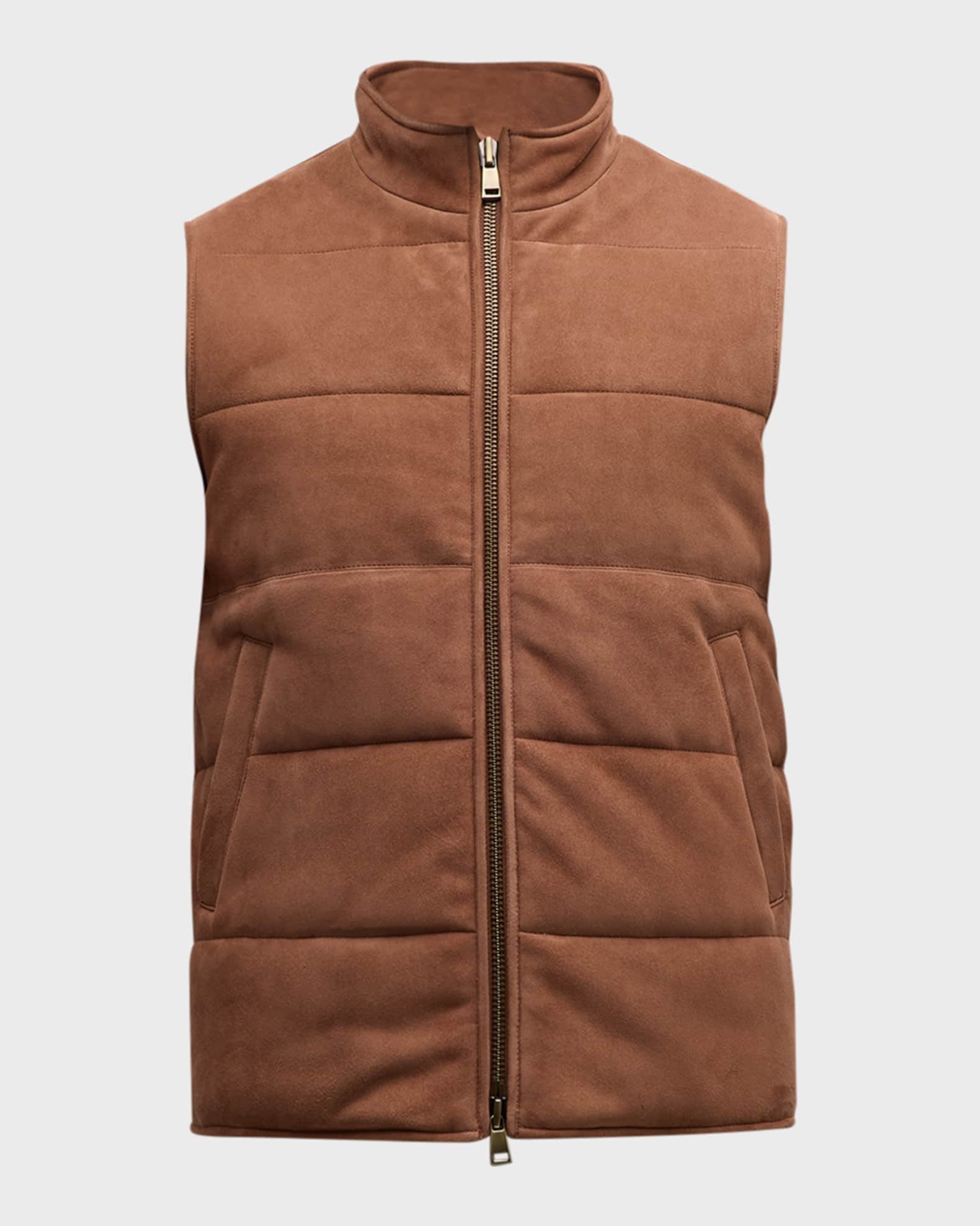 Neiman Marcus Men's Suede Padded Vest | Neiman Marcus