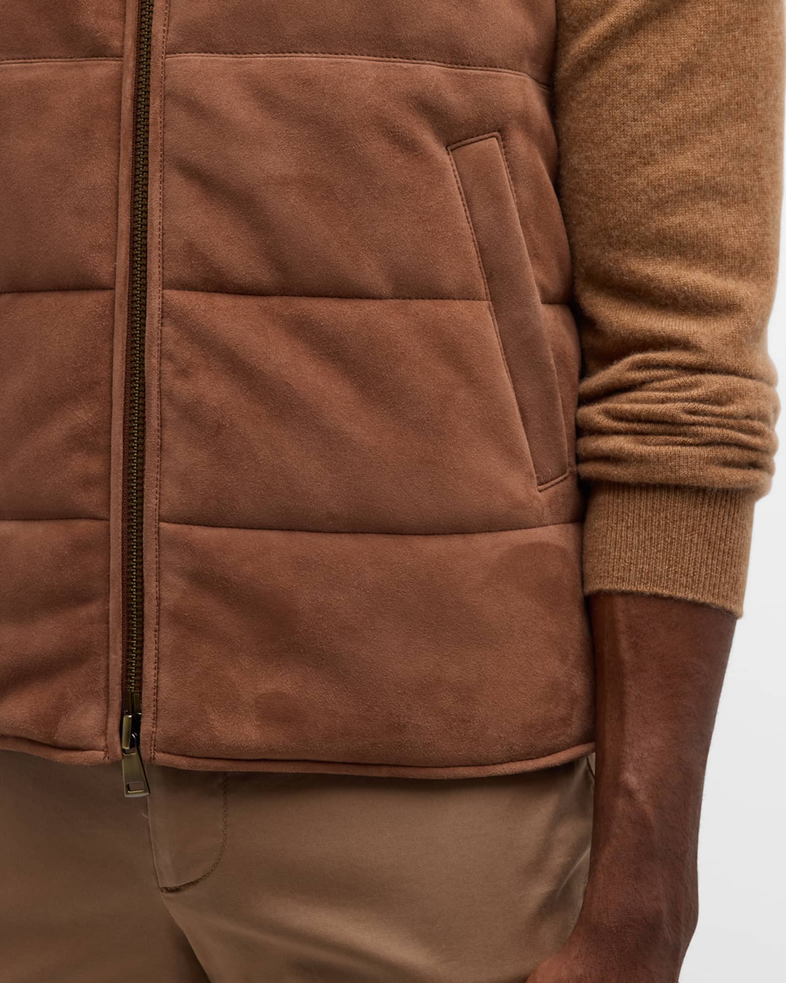 Neiman Marcus Men's Suede Padded Vest | Neiman Marcus