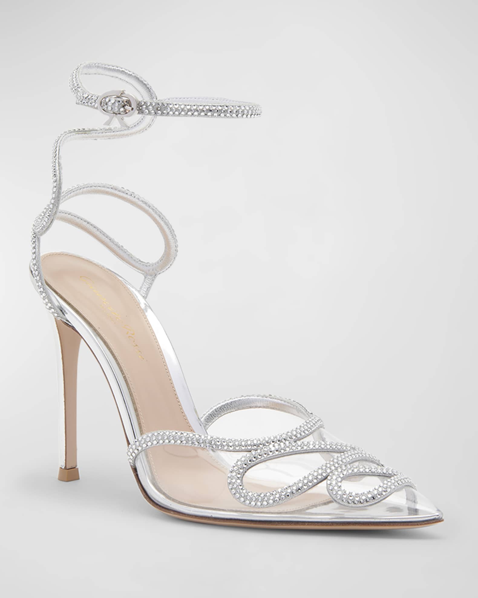 Gianvito Rossi Metallic Strass Ankle-Strap Pumps | Neiman Marcus