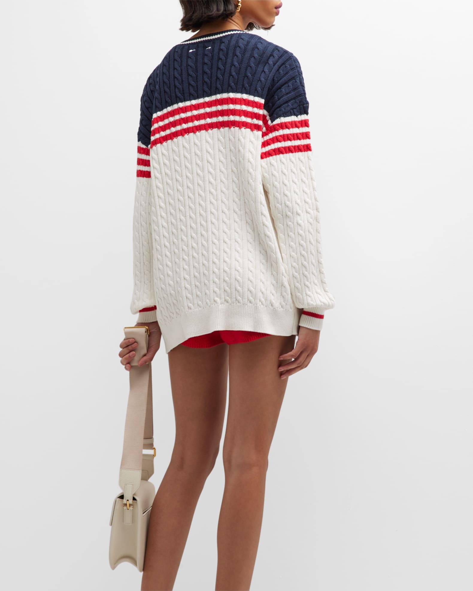 The Upside Piper Striped Cable-Knit Cardigan | Neiman Marcus