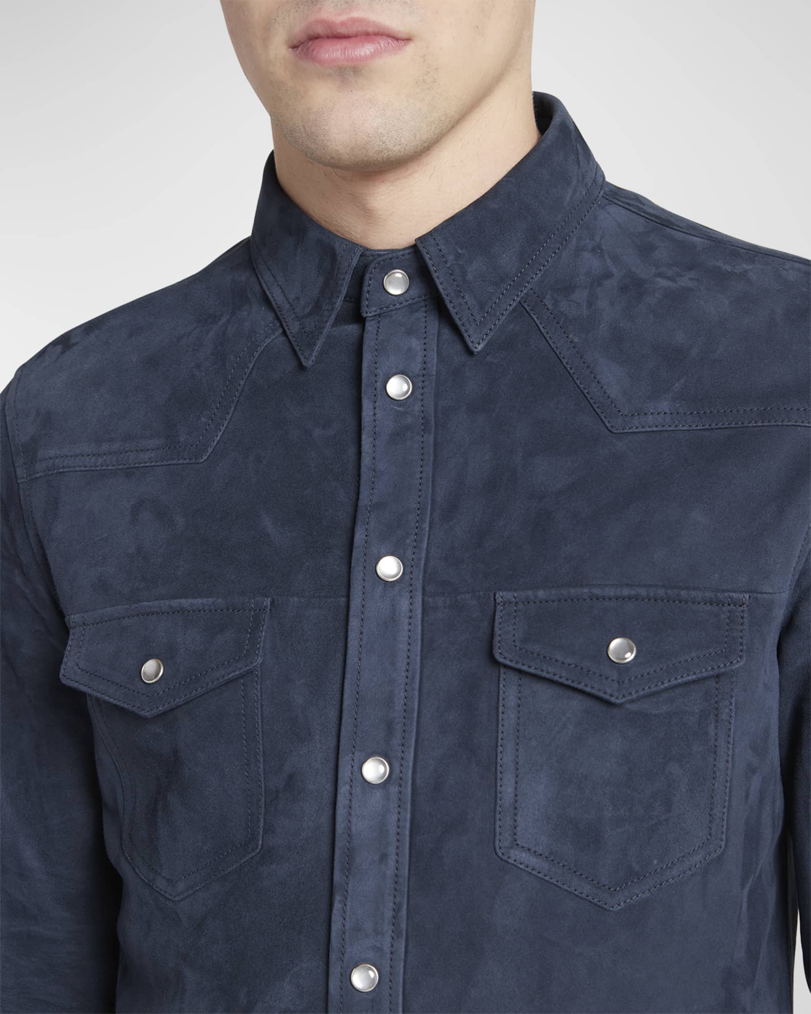 TOM FORD Men's Suede Western Shirt | Neiman Marcus