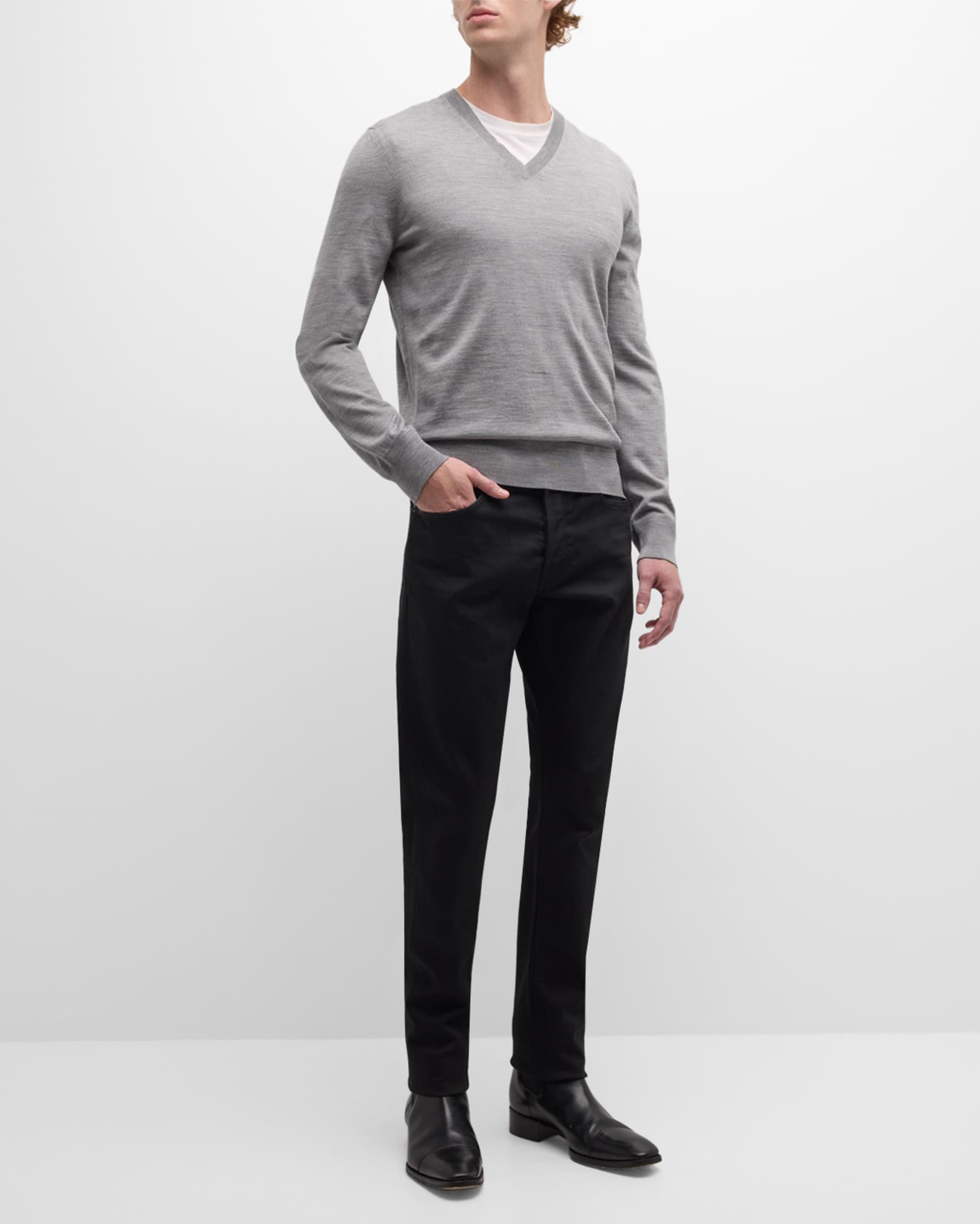 TOM FORD Men's Merino Wool V-Neck Sweater | Neiman Marcus