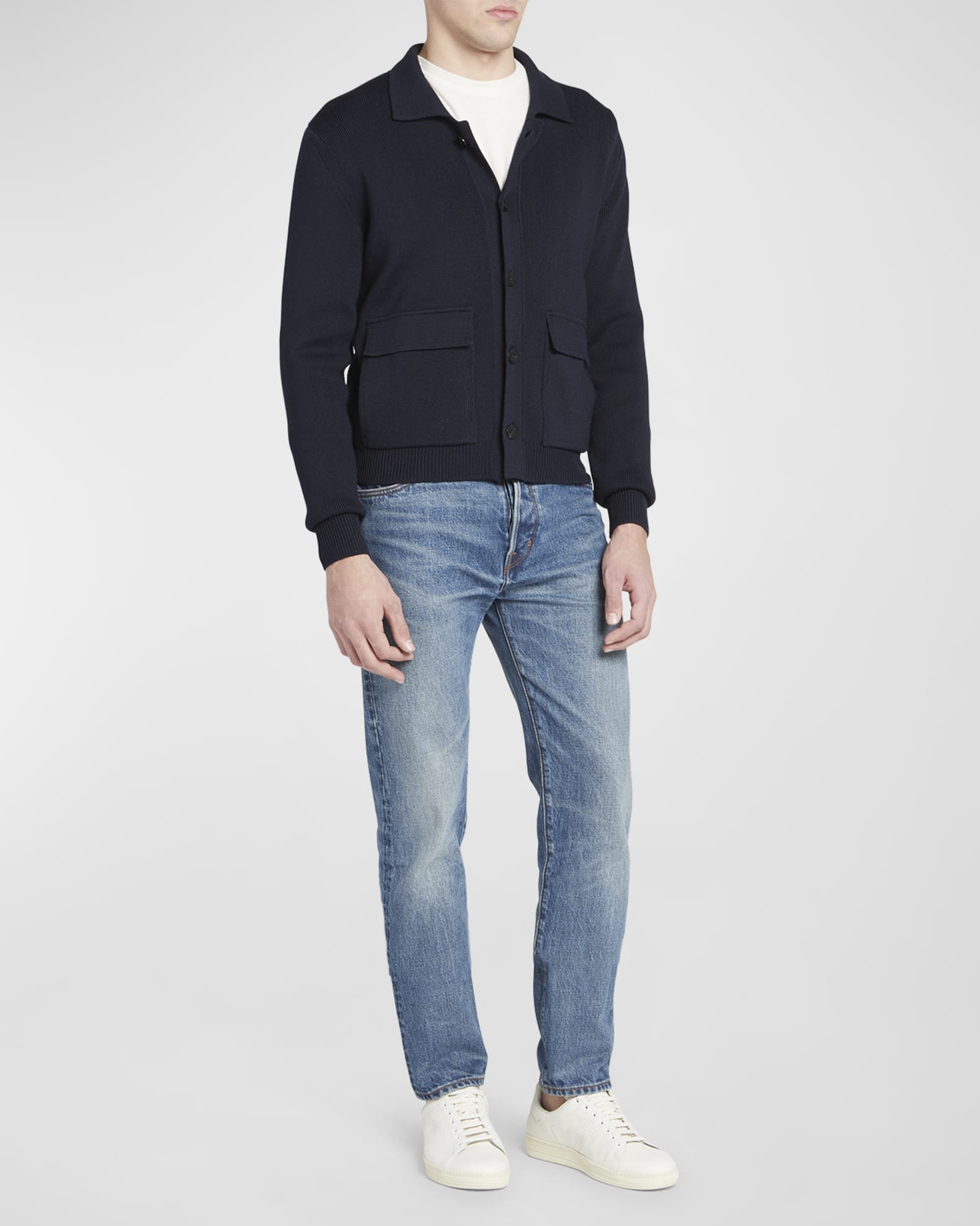 TOM FORD Men's Wool-Silk Knit Overshirt | Neiman Marcus