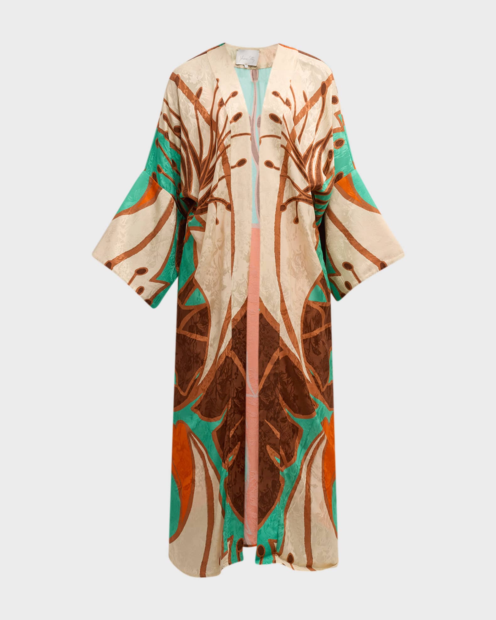 Johanna Ortiz Tropical Pea Romance Jacquard Long Kimono | Neiman Marcus
