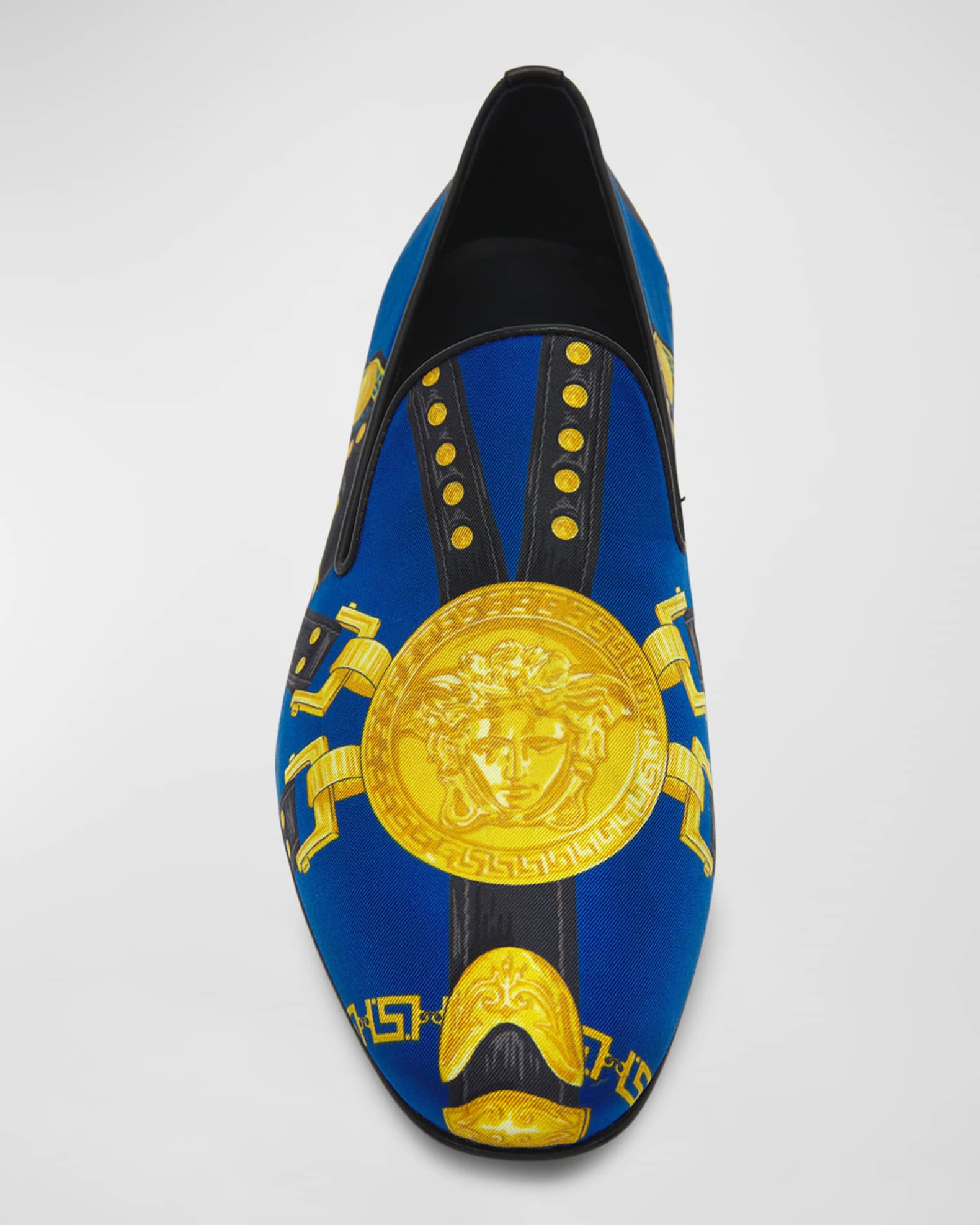 Versace Men's Medusa-Print Silk Slippers | Neiman Marcus