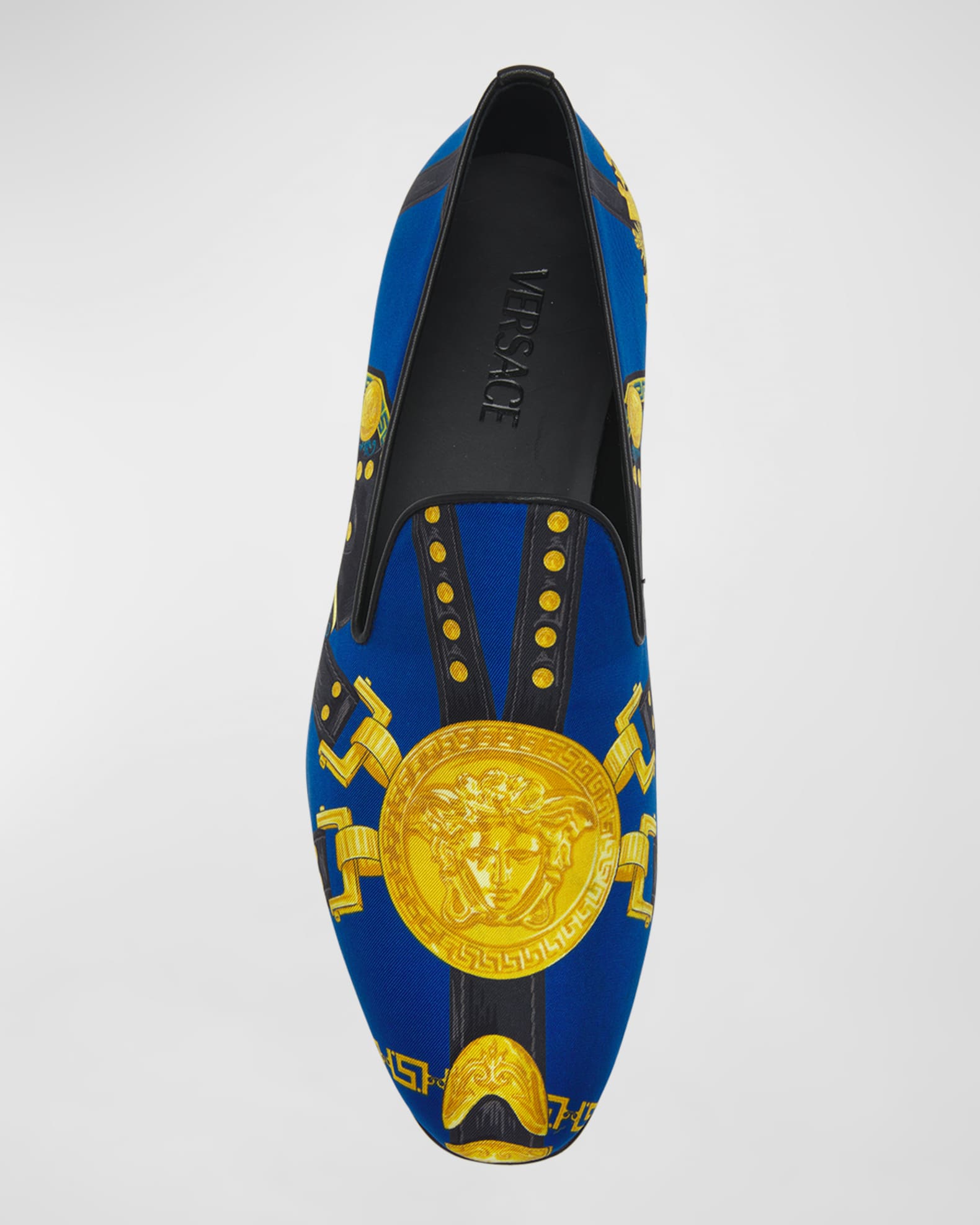 Versace Men's Medusa-Print Silk Slippers | Neiman Marcus
