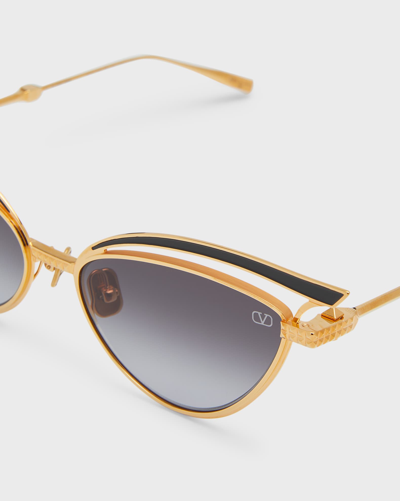 Valentino Garavani V-Glassliner Titanium Cat-Eye Sunglasses | Neiman Marcus