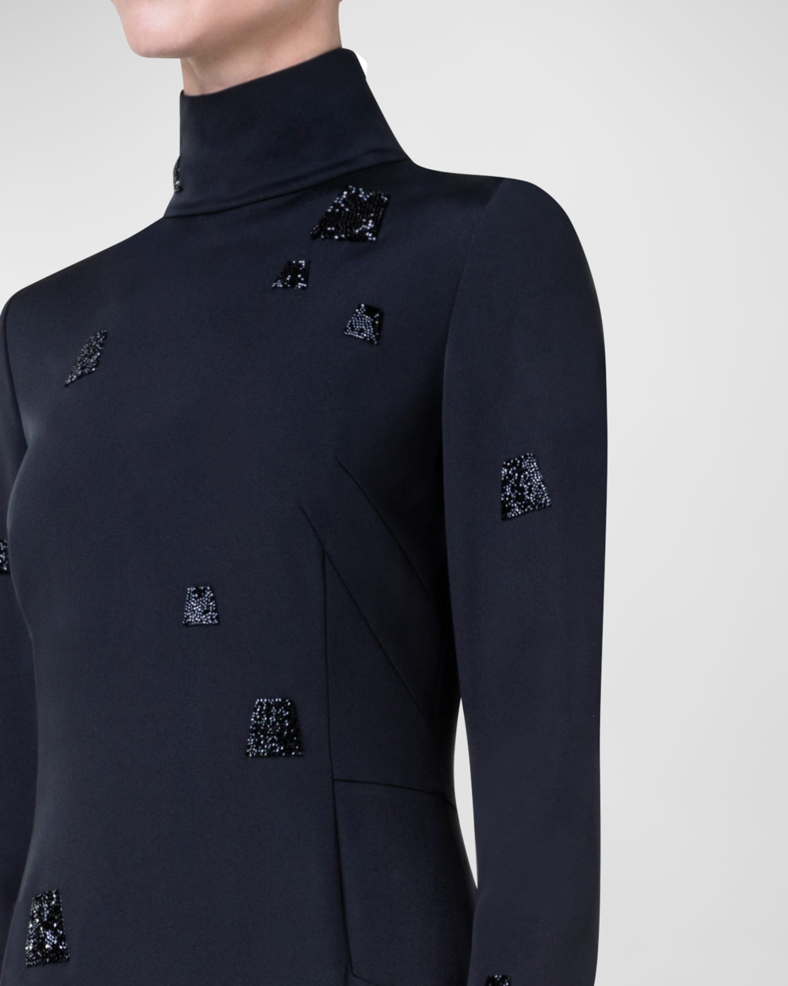 Akris Embellished Long-Sleeve Godet-Back Gown | Neiman Marcus