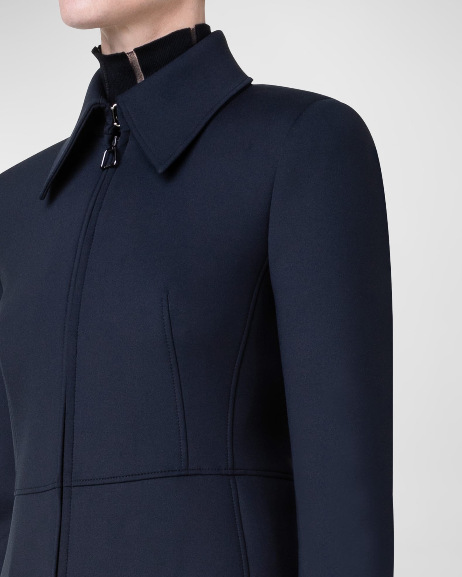 Akris Neoprene Fitted Top Coat | Neiman Marcus