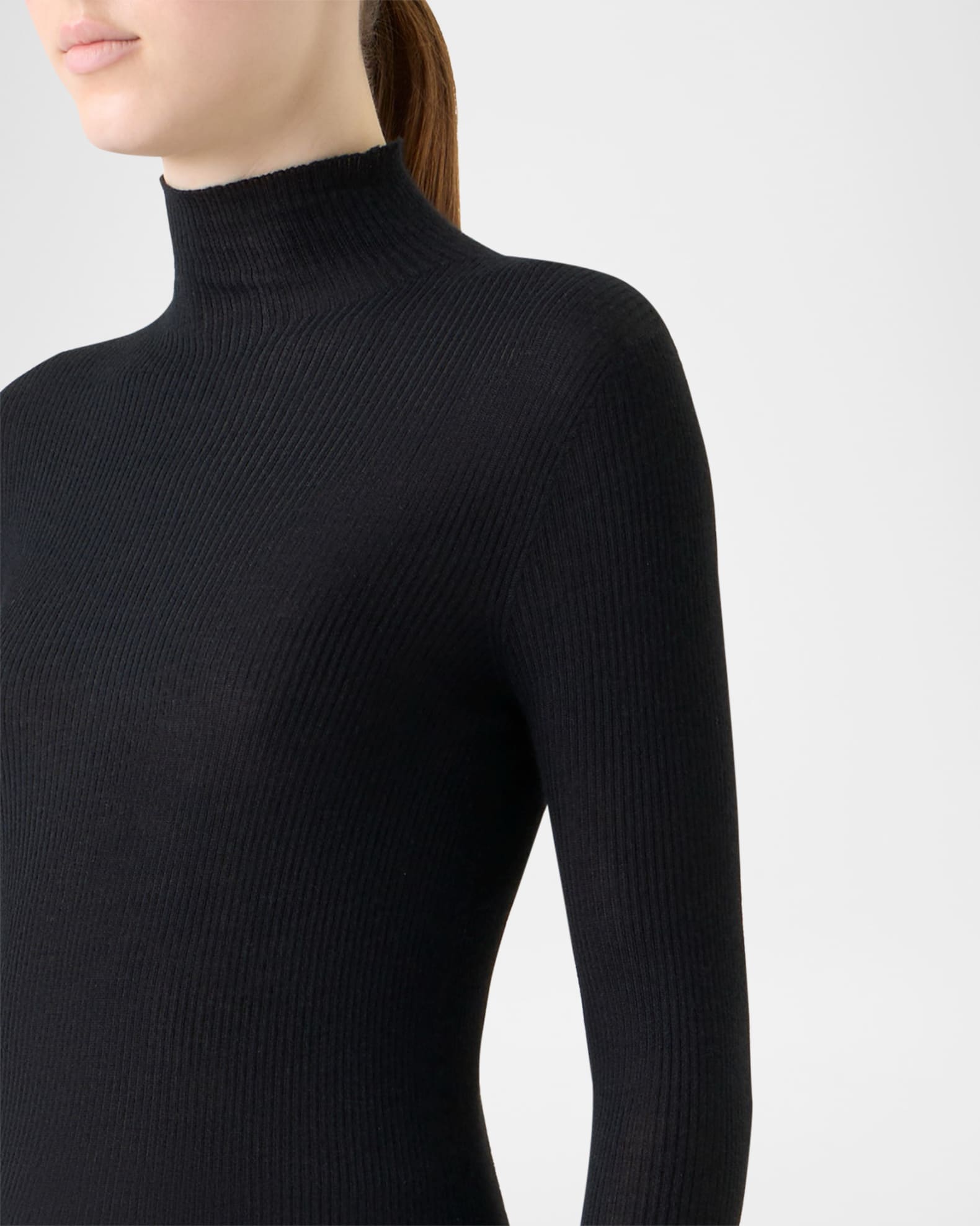 Akris Cashmere-Silk Fine Ribbed Knit Pullover | Neiman Marcus