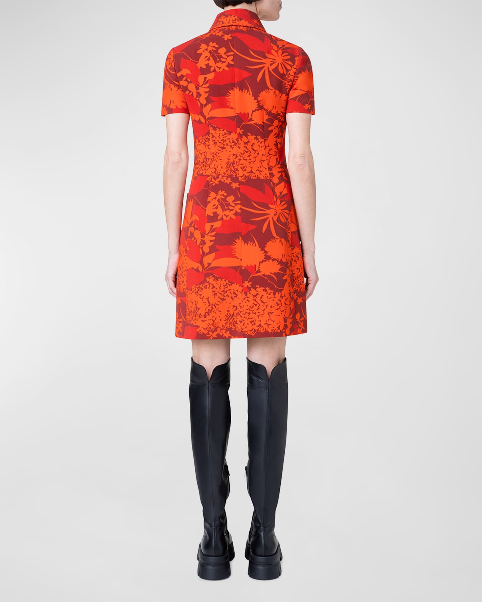 Akris Abraham Flower Print Wool Shirtdress | Neiman Marcus