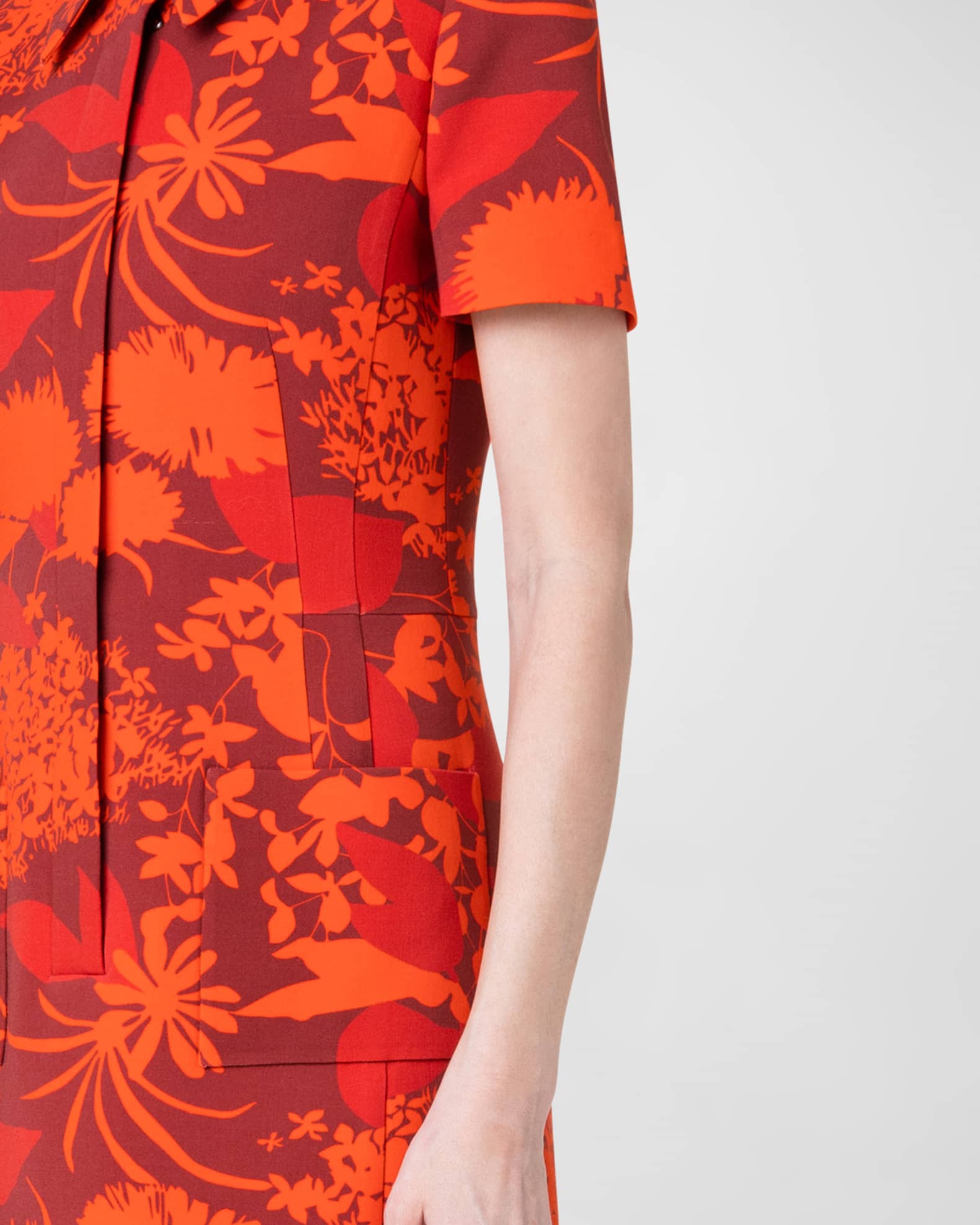 Akris Abraham Flower Print Wool Shirtdress | Neiman Marcus