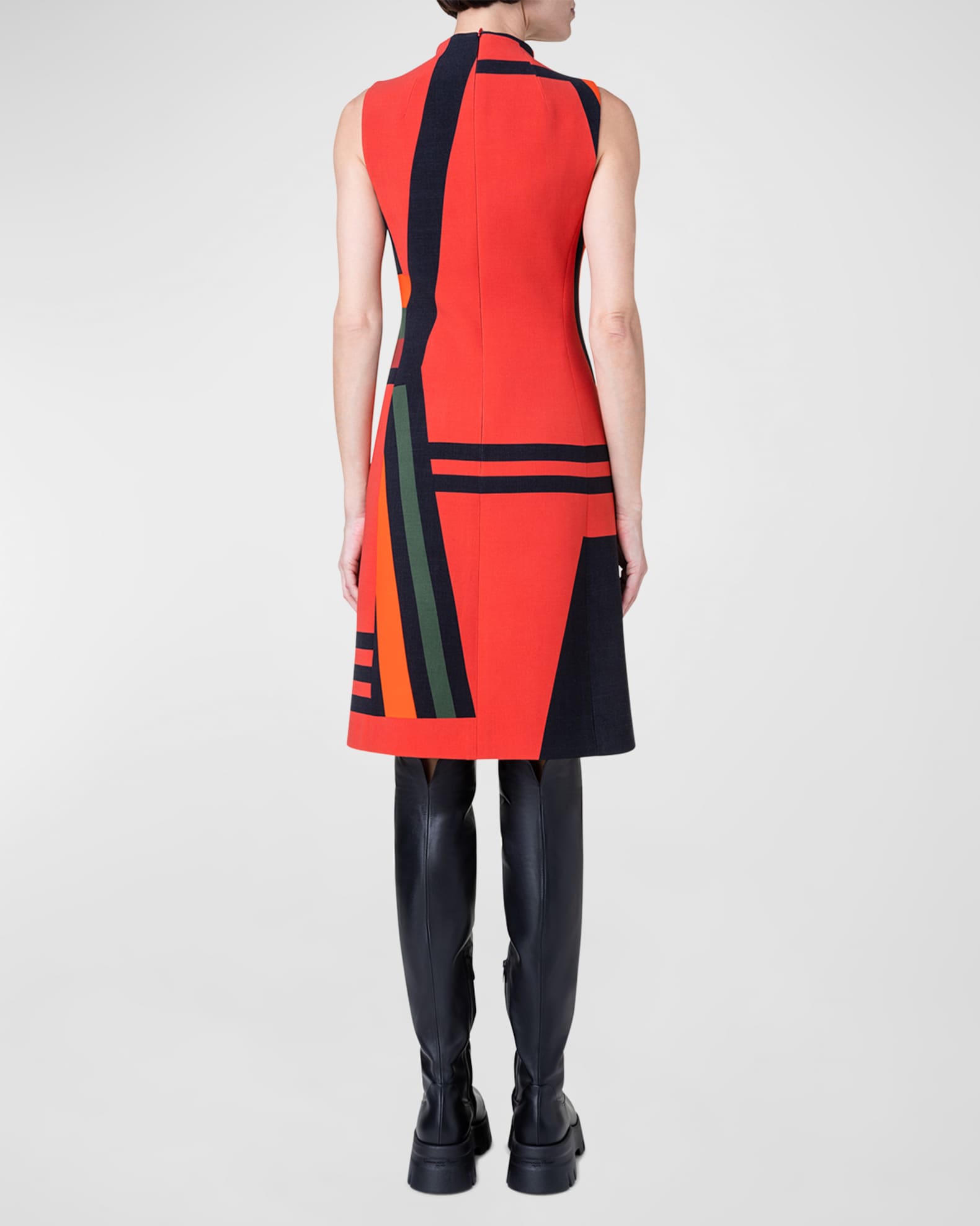 Akris Wool Zig-Zag Trapezoid Printed Sheath Dress | Neiman Marcus