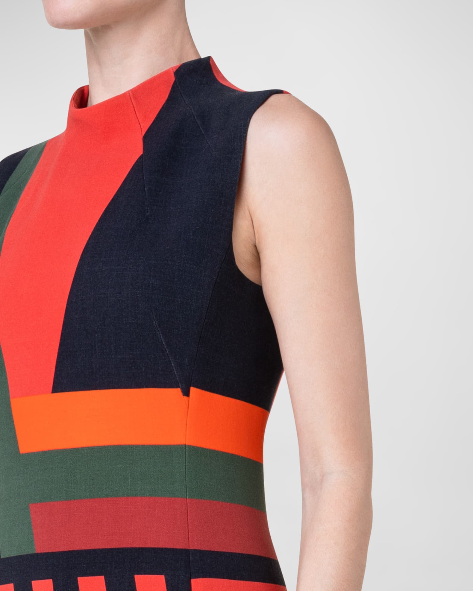 Akris Wool Zig-Zag Trapezoid Printed Sheath Dress | Neiman Marcus