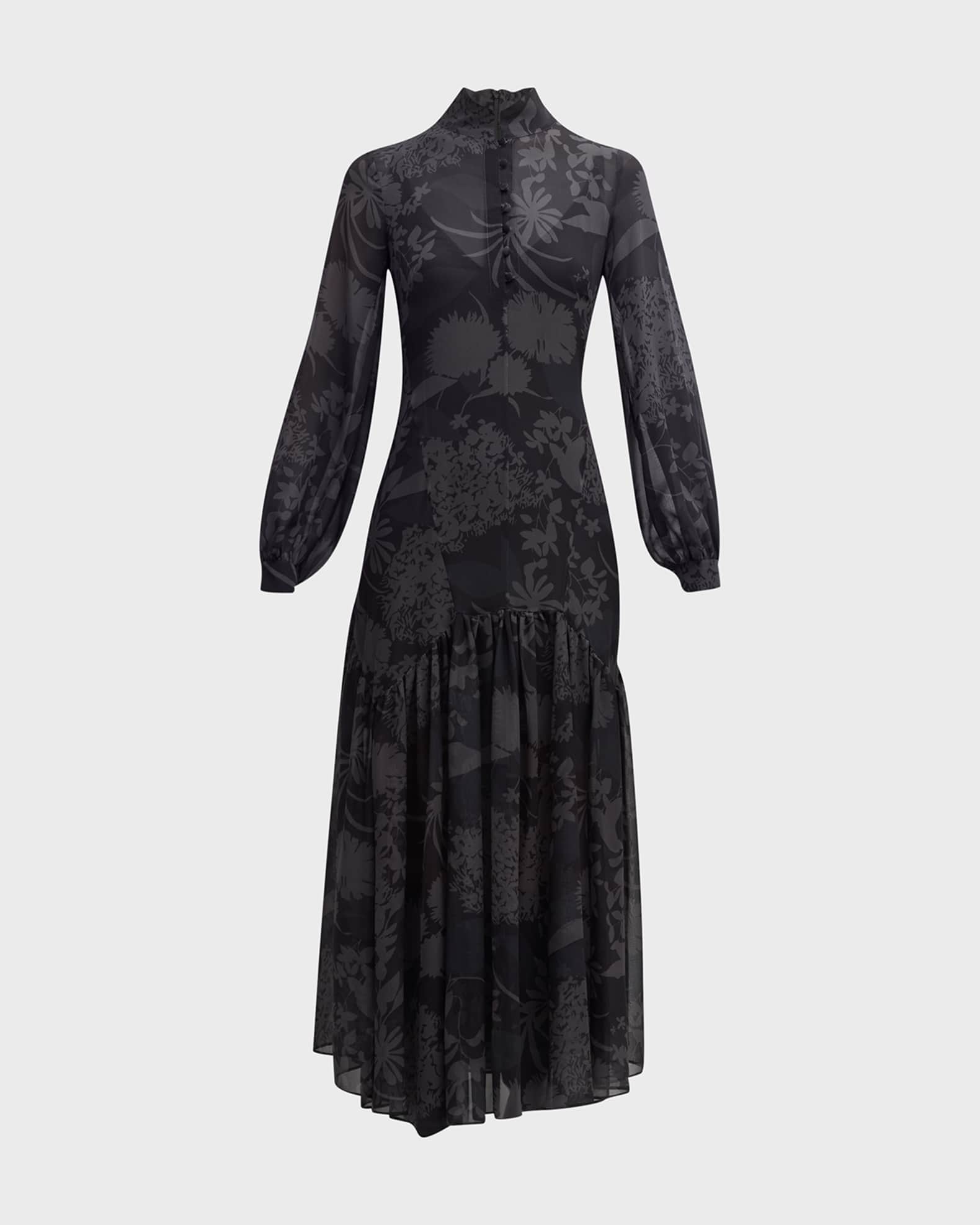 Akris Silk Georgette Abraham Printed Gown | Neiman Marcus